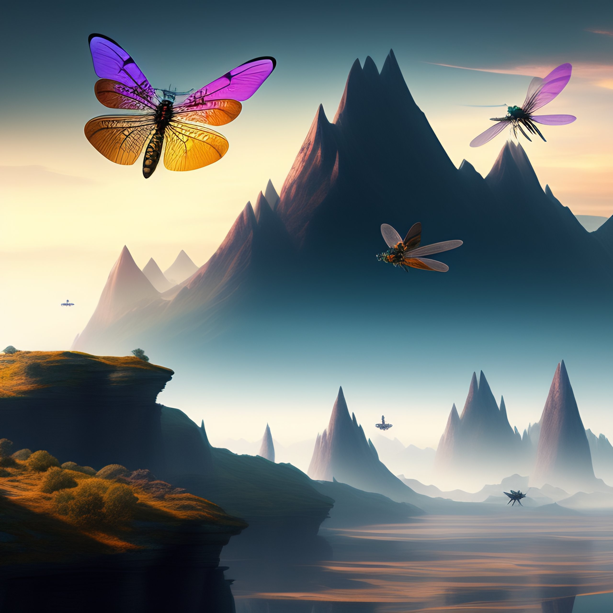 Lexica - Floating mountains, floating rocks, huge dragonfly mixed with ...