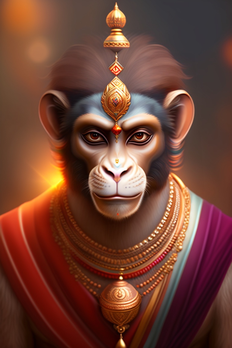 Lexica - Hindu monkey god, beautiful humanistic face