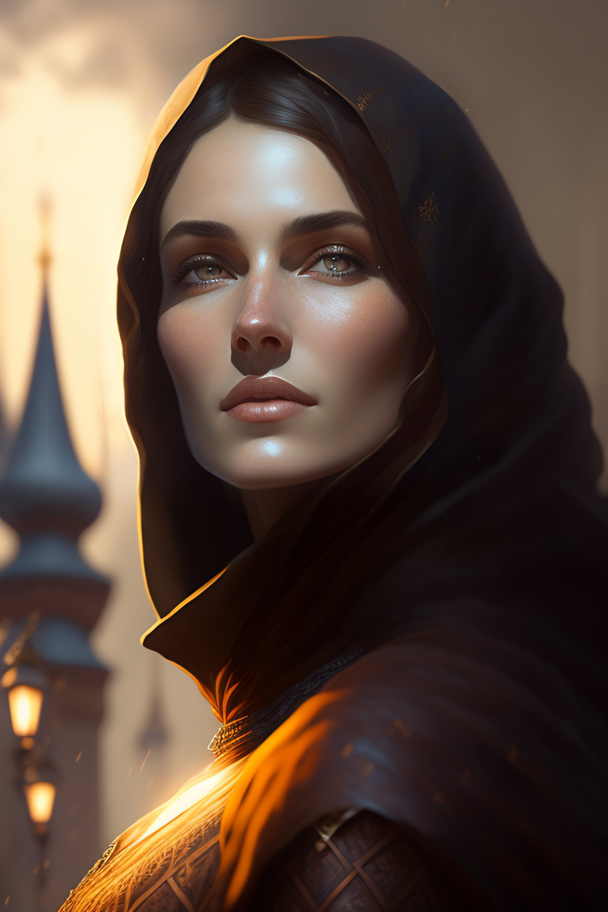 Lexica - Portrait of medieval russian woman brown short hair, dark ...