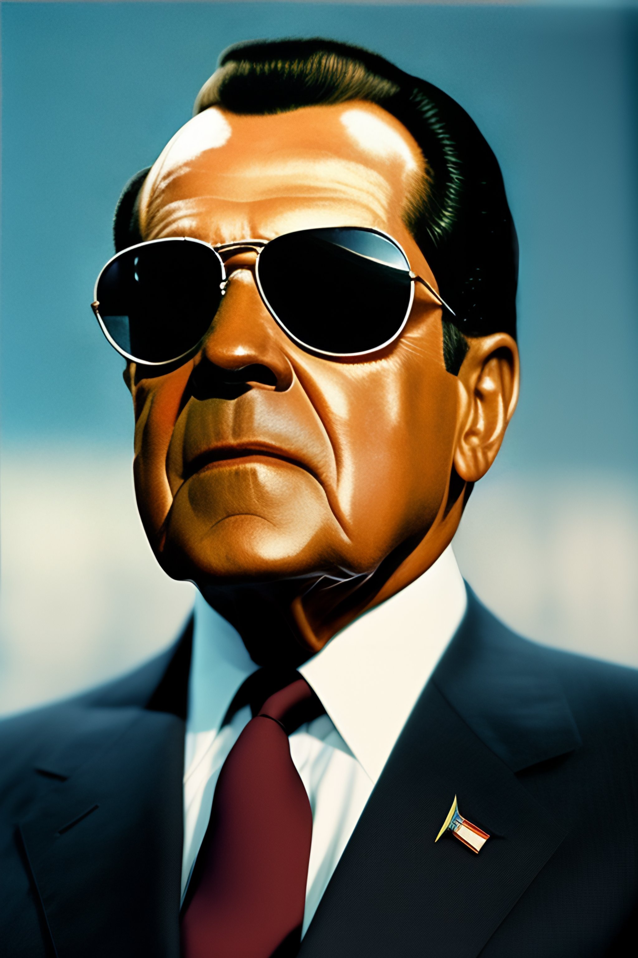 Lexica - Portrait of Richard Nixon wearing aviators