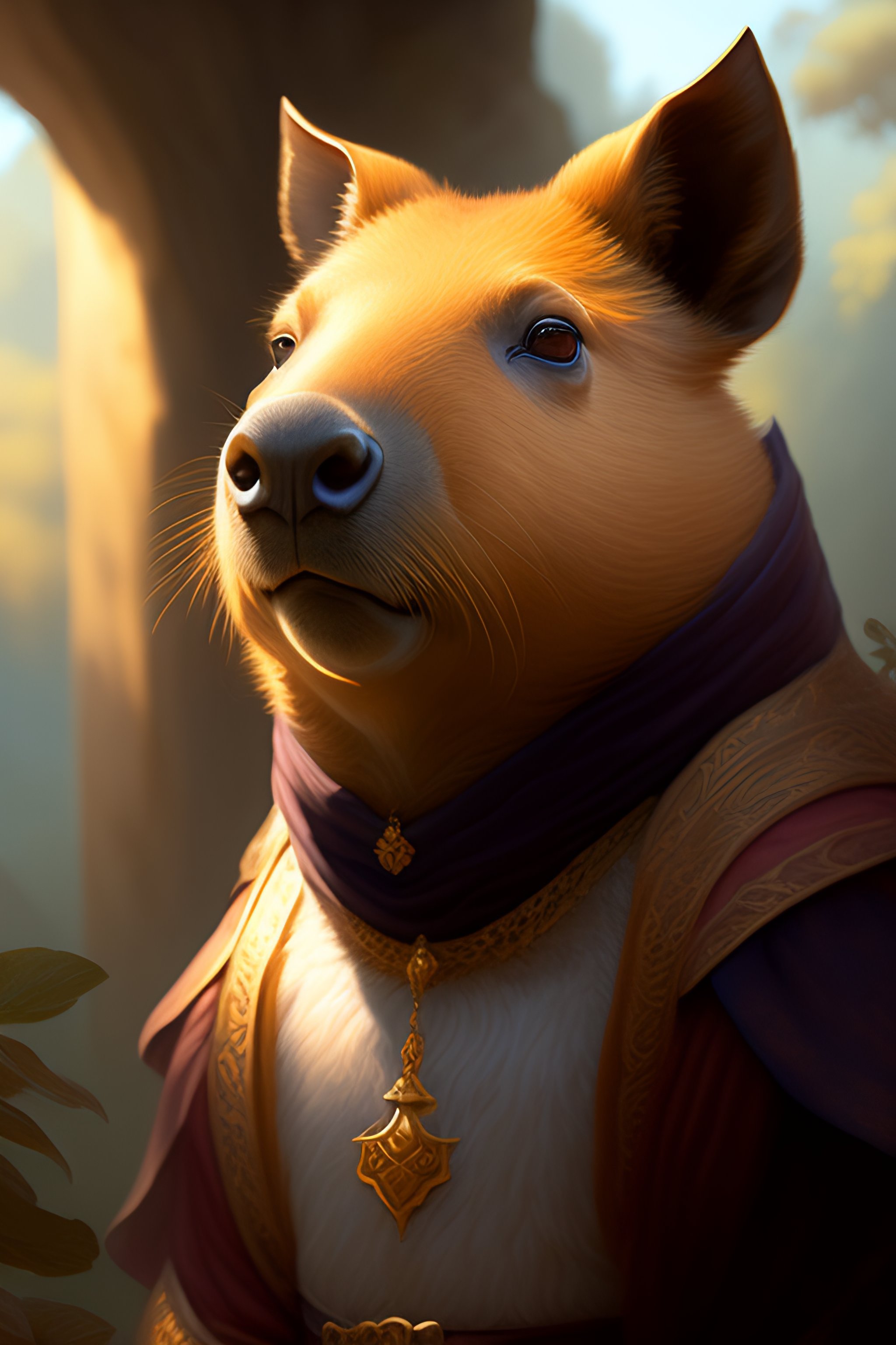 Lexica - A detailed portrait of capybara illustrator, by justin gerard ...