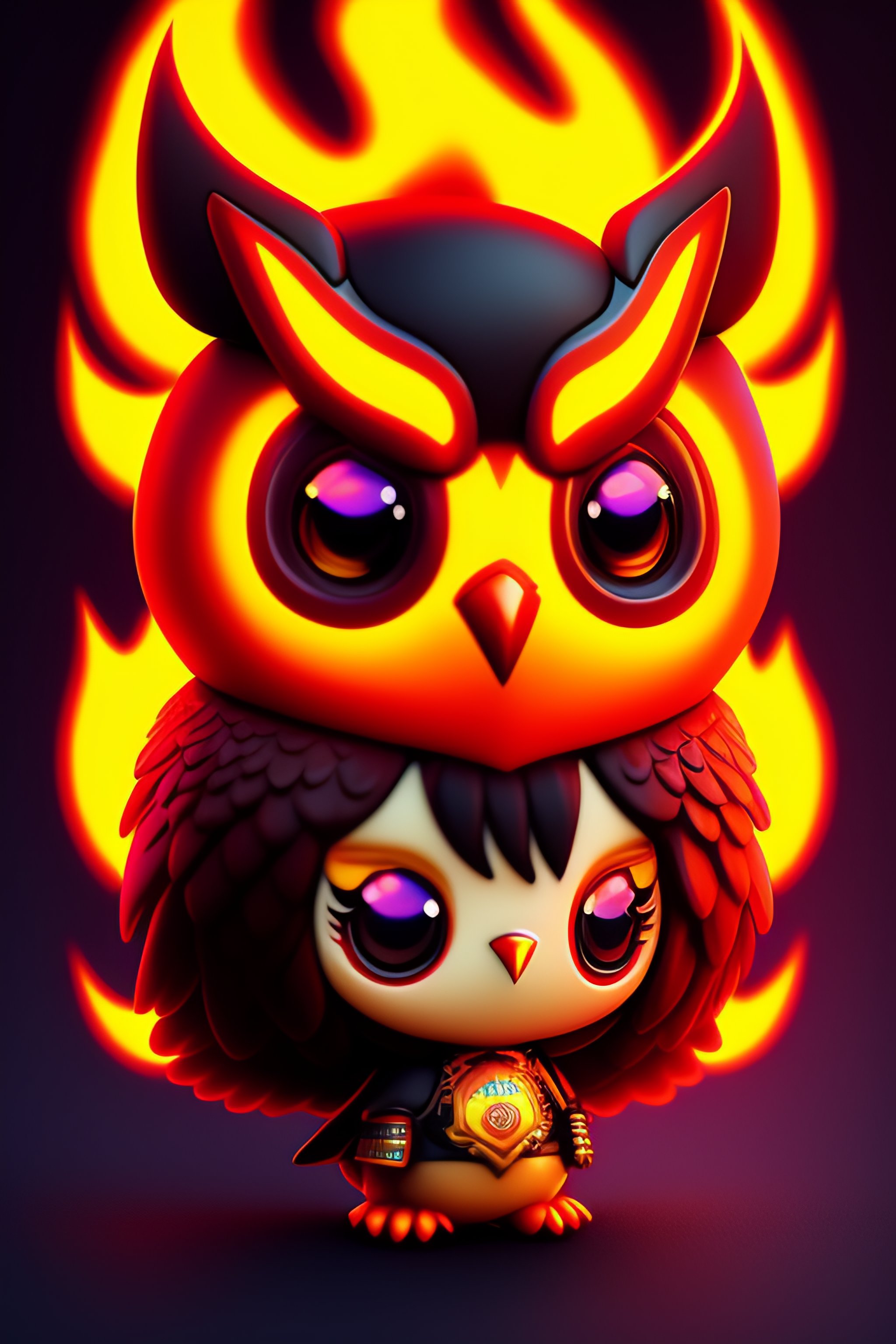 Lexica - Cute chibi kawaii fire 🔥 owl