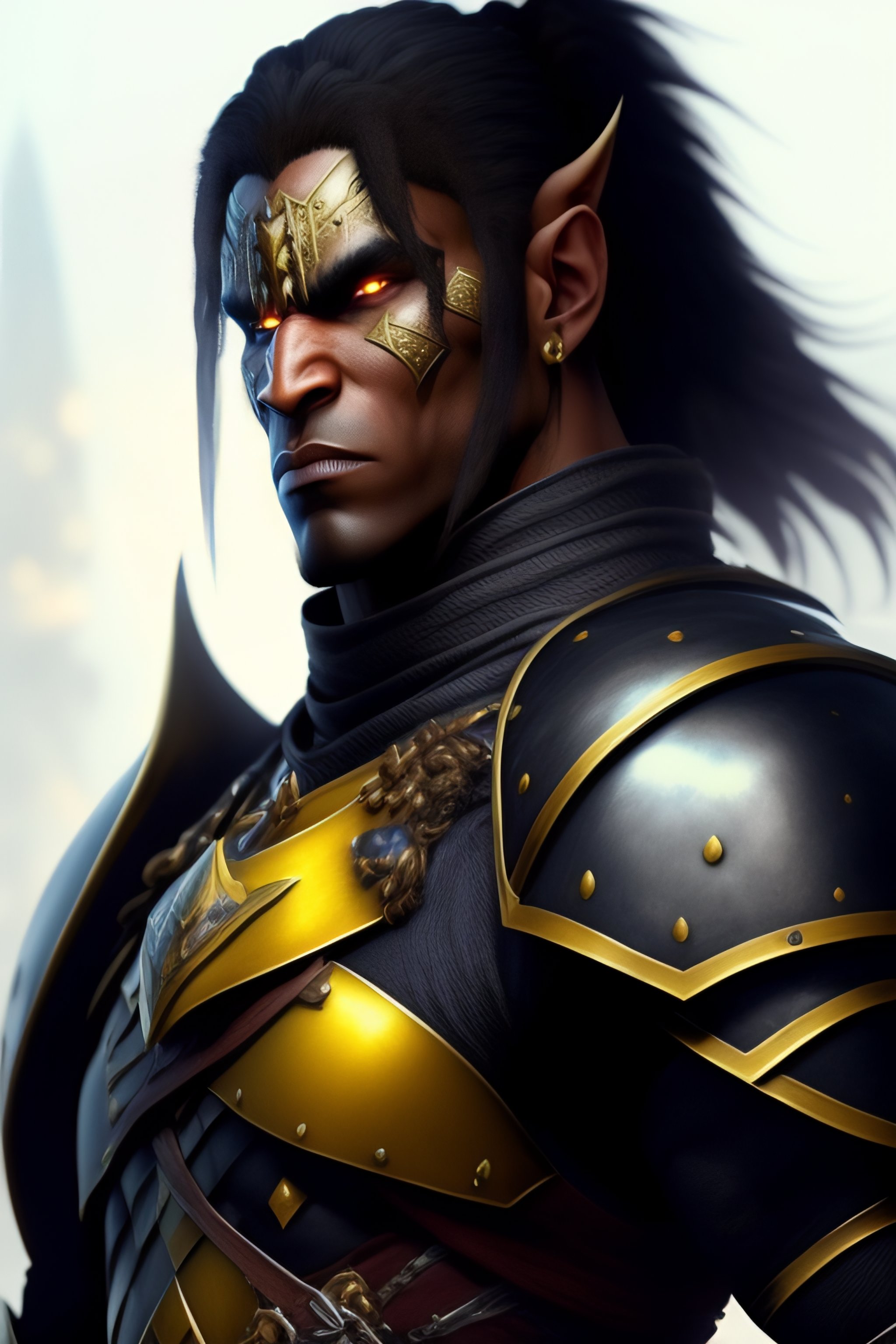 Lexica - Half Orcs male, yellow eyes, black armor