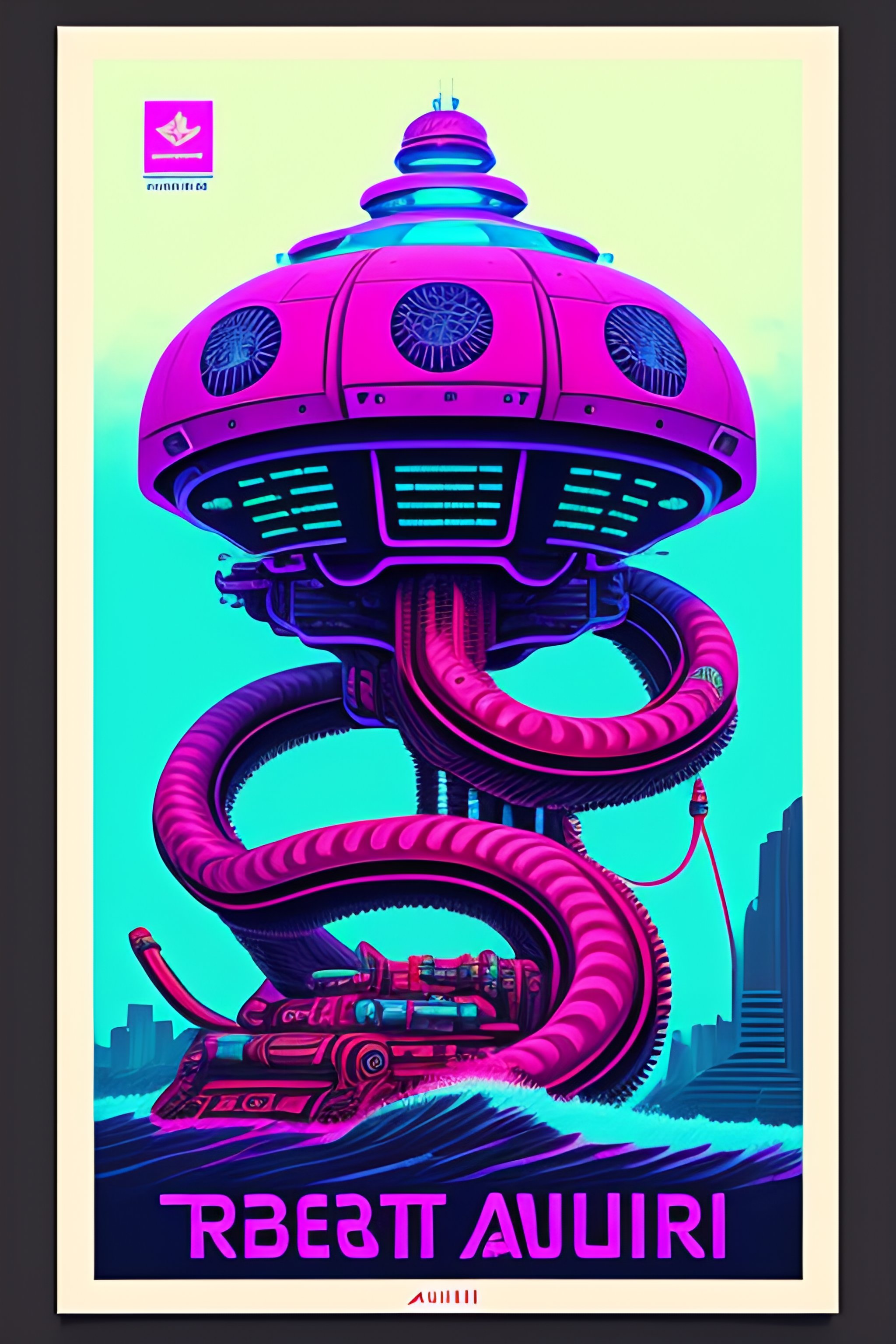 Lexica - 80s, cyberpunk, propaganda poster, robot octopus, aurabesh