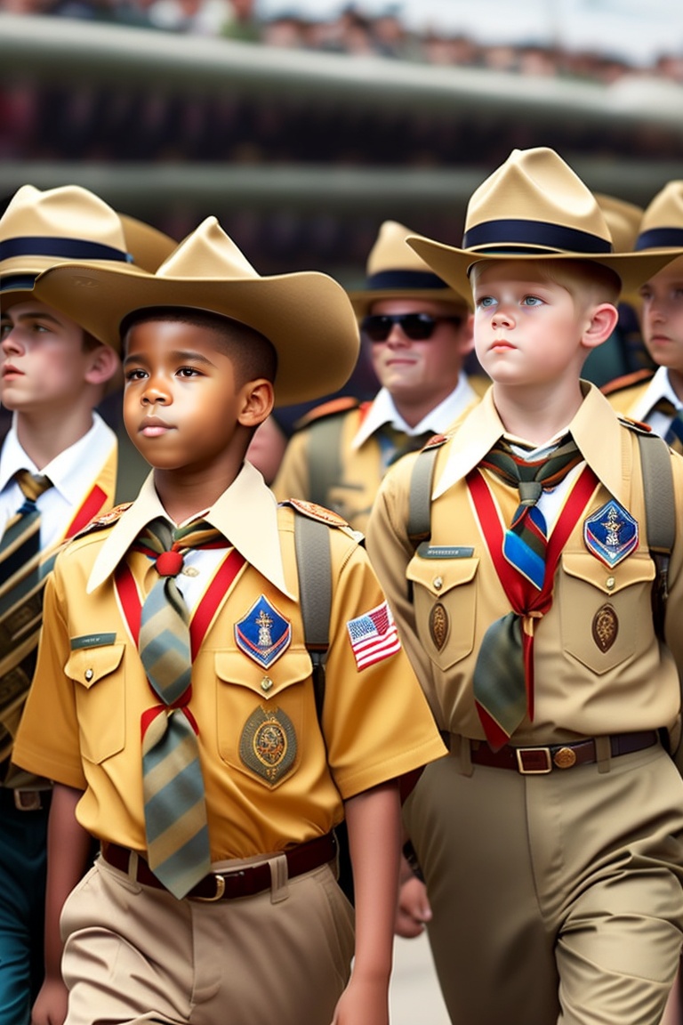 Lexica - A group of Boy Scouts of America Scouts, in uniform, marching ...