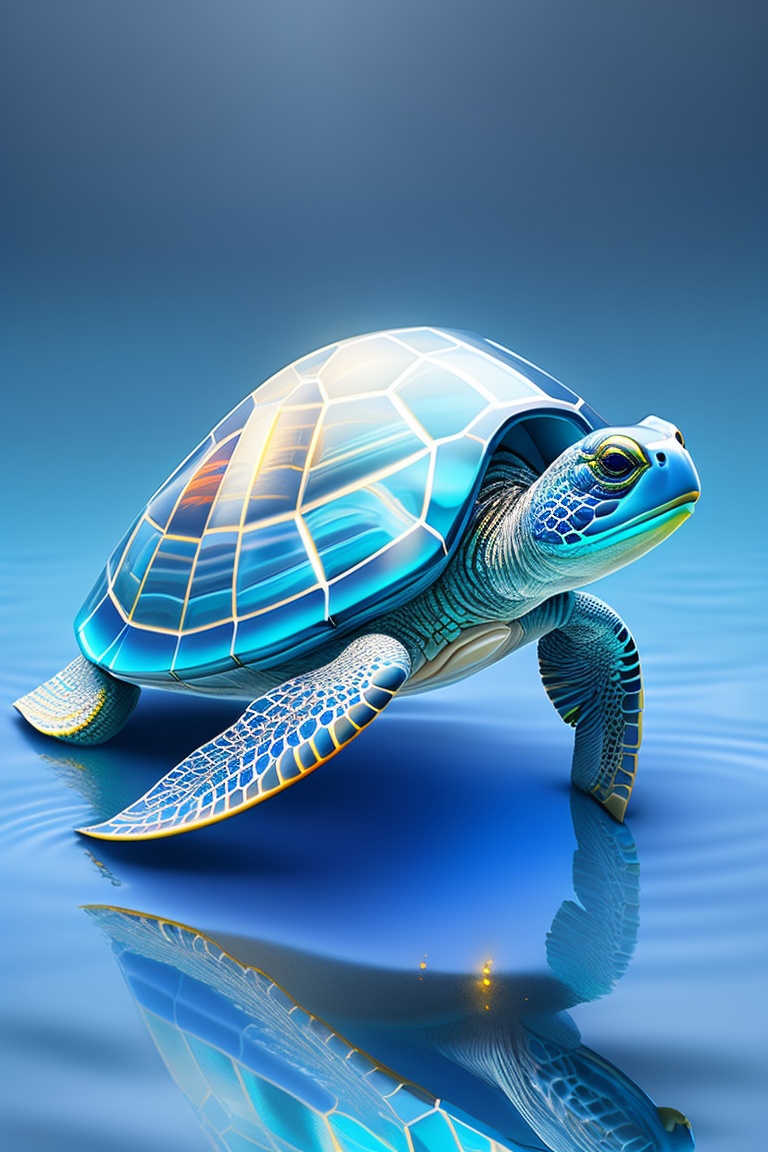 Lexica - Dead turtle in plastic, blue, illustration