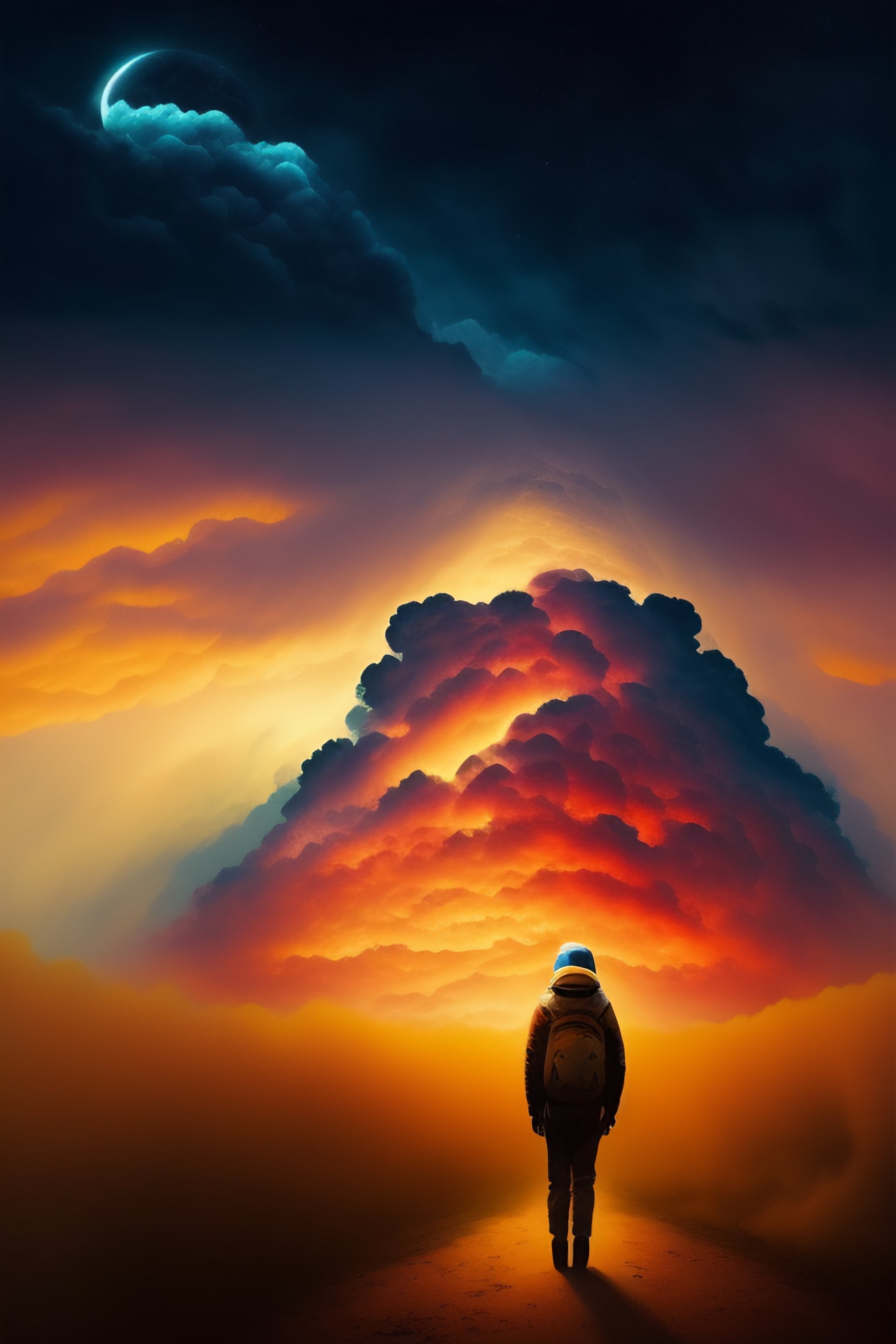 Lexica - The sky is filled with clouds and hurricanes, with a simple ...