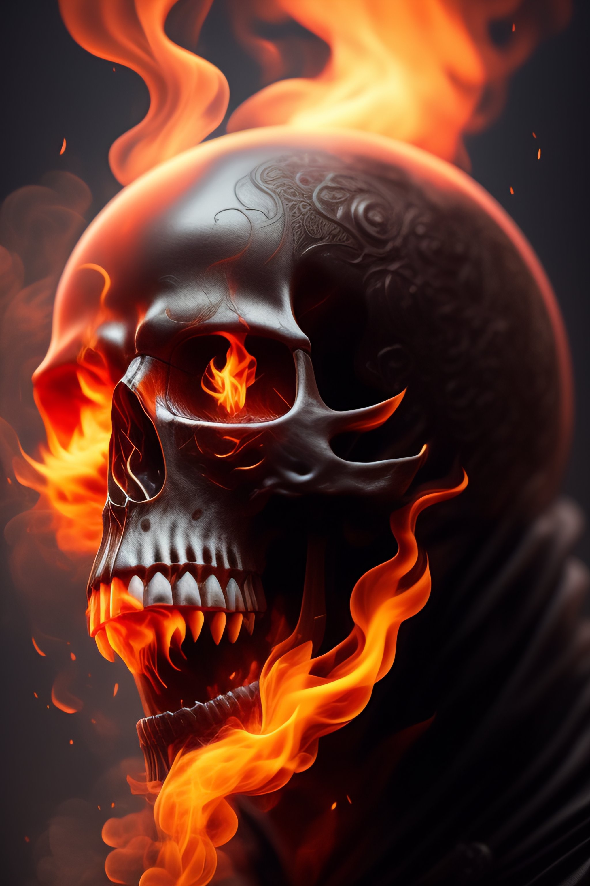 Lexica - A skullwith his eyes on fire and smoke coming out of his mouth ...