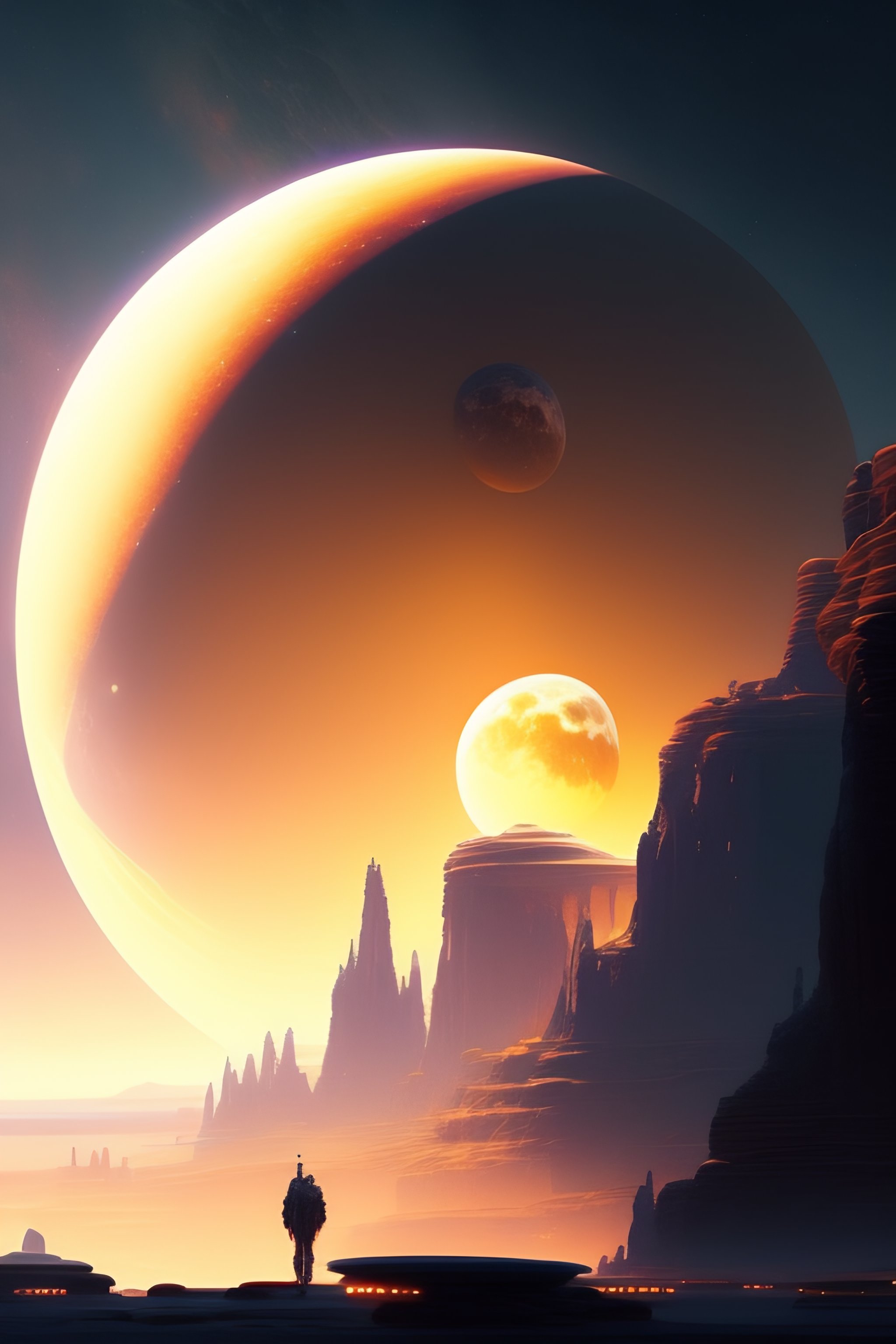 Lexica - Earthlike planet with gas giant moon highly detailed ...