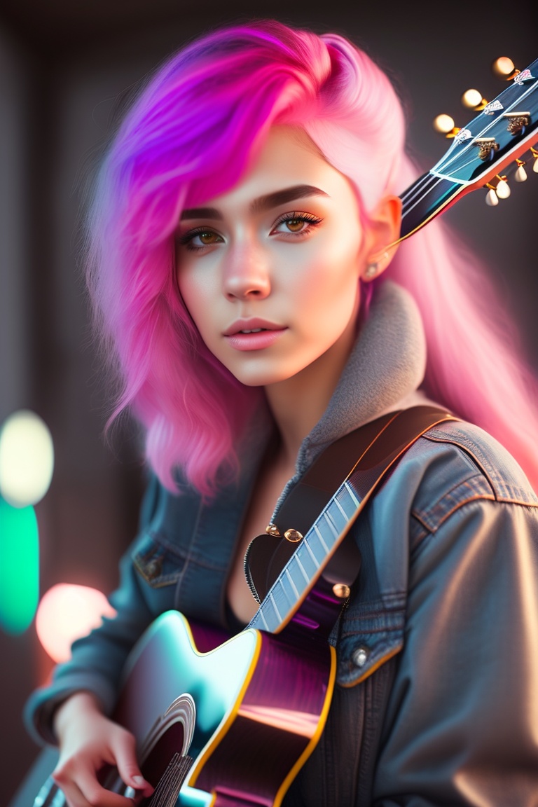 Lexica - Portrait of a girl with pink hair and gray eyes, cinematic ...