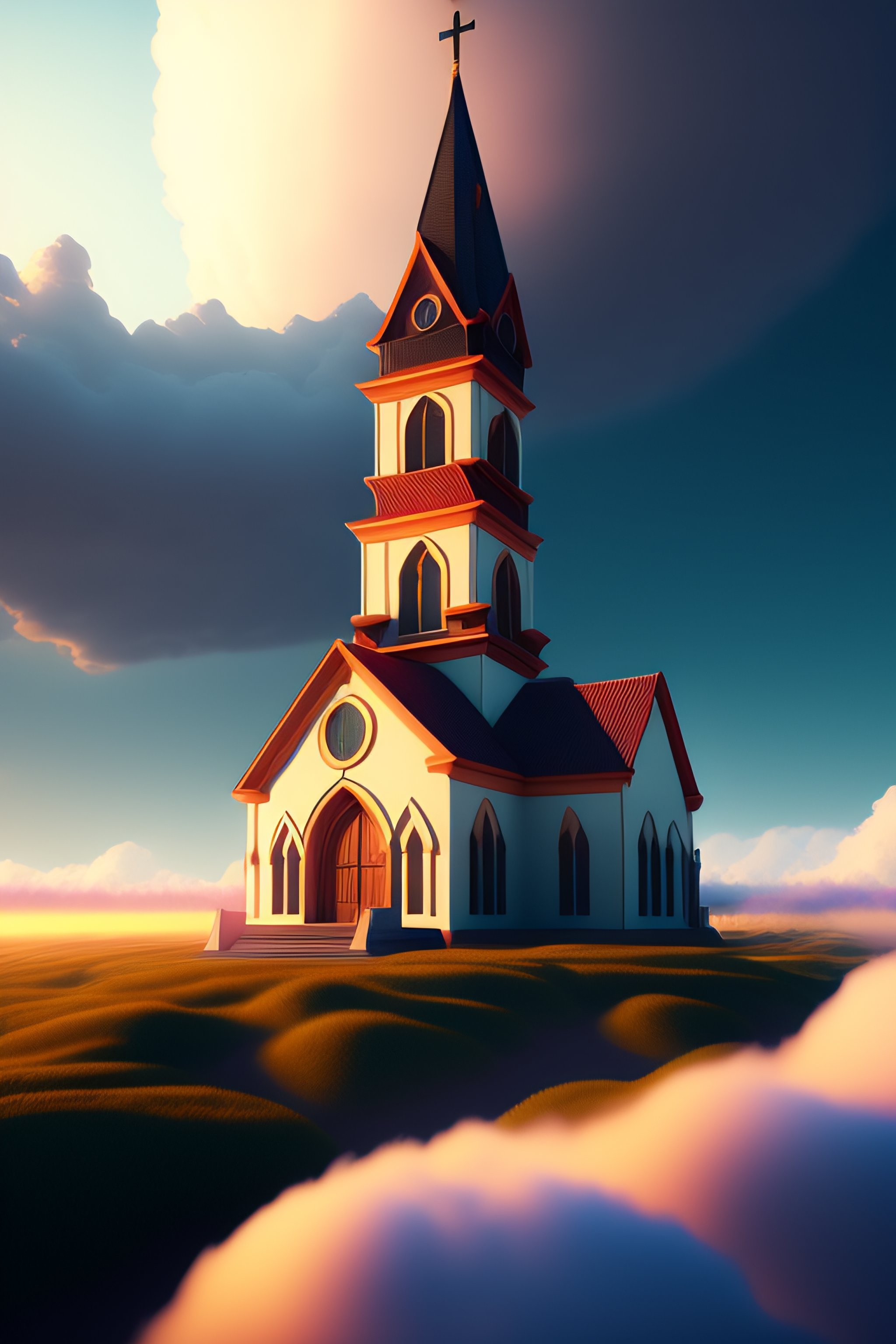 Lexica - Beautiful church on top of the clouds, pixar, realistic, 4k ...