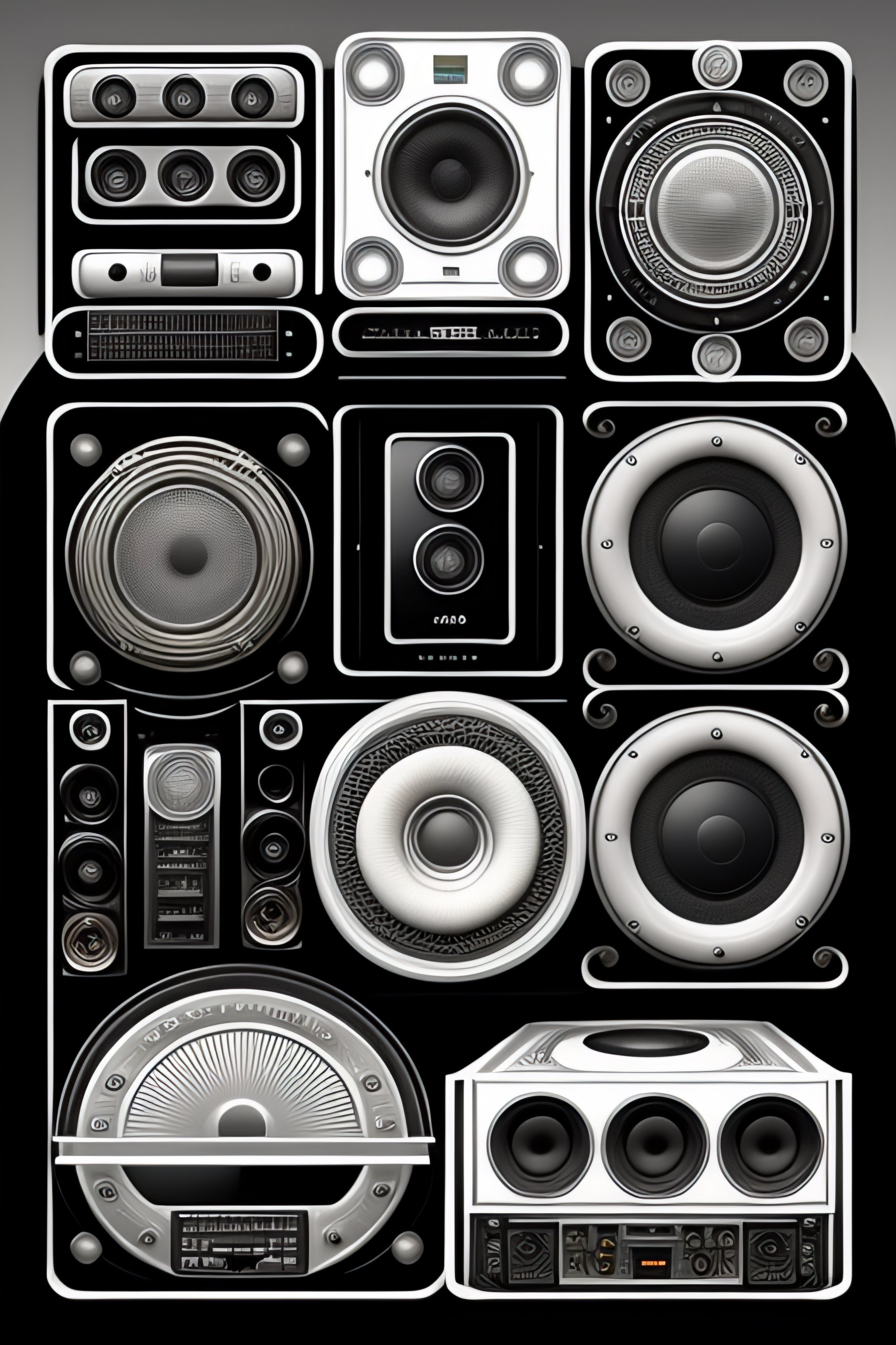 Lexica - Monochrome soundsystem vector graphics by haeckel