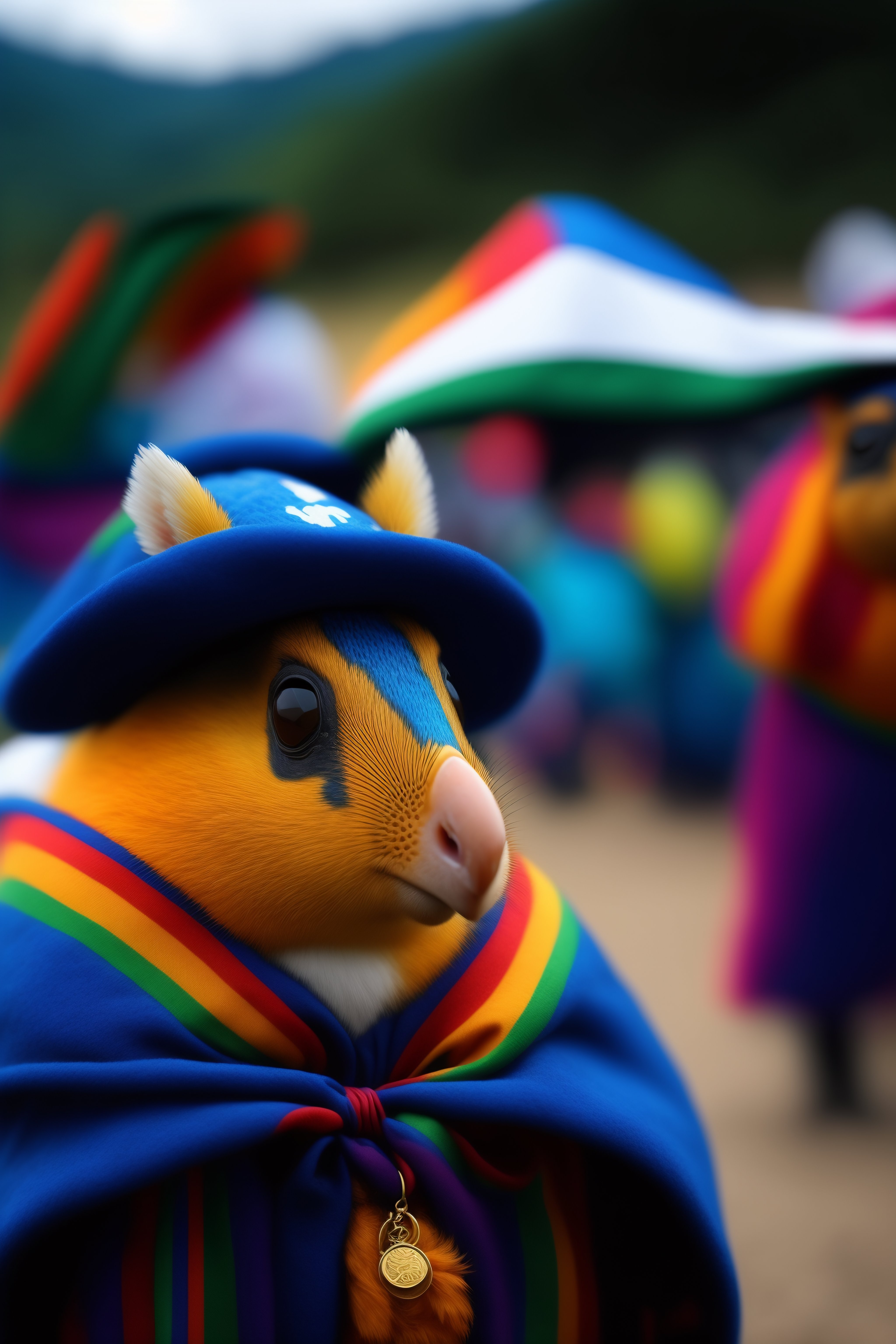 Lexica - Un cuy disfrazado de indígena en carnavales de pasto
