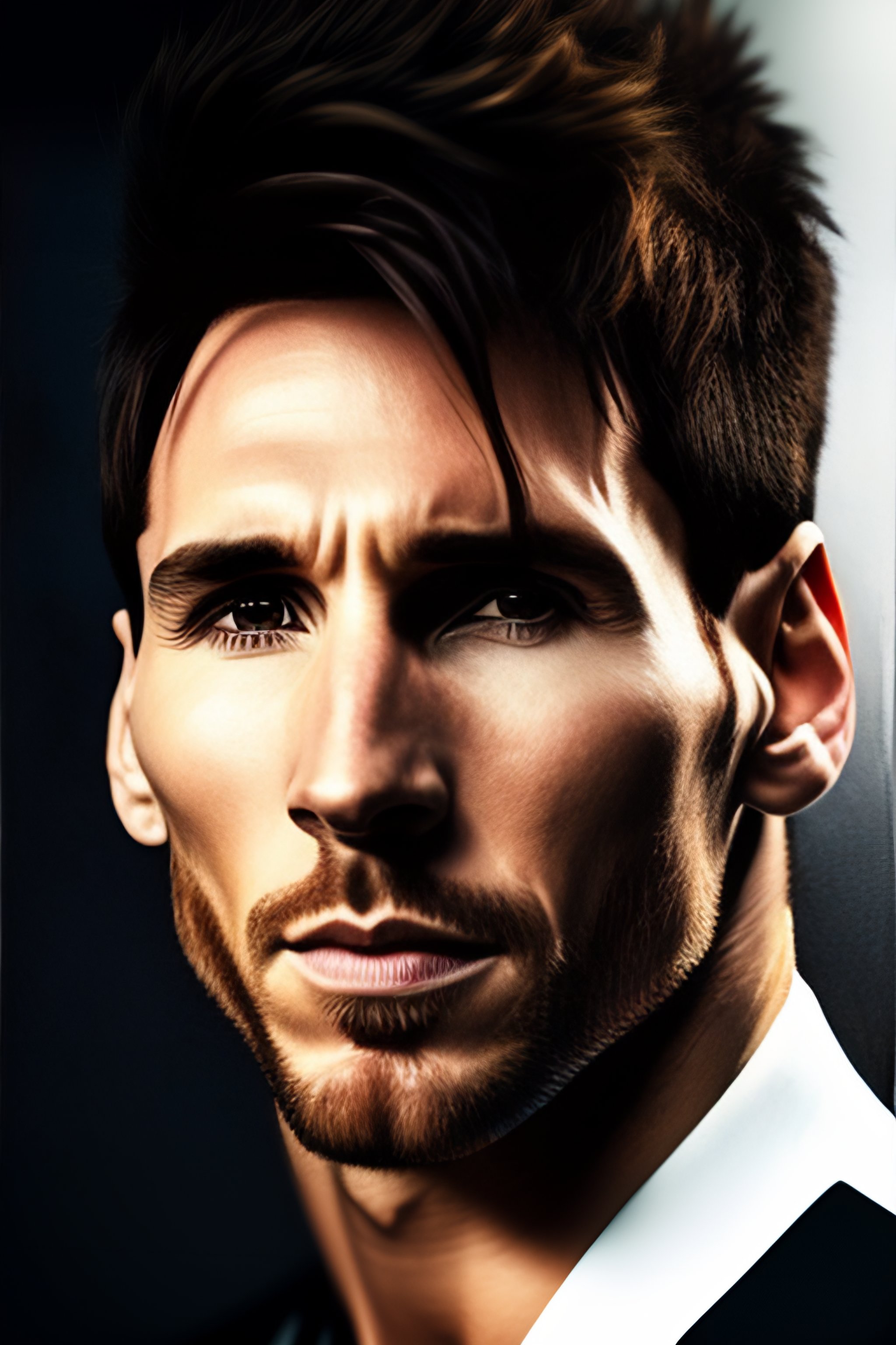 Lexica - A photo close-up of Lionel Messi, fashion editorial, studio ...
