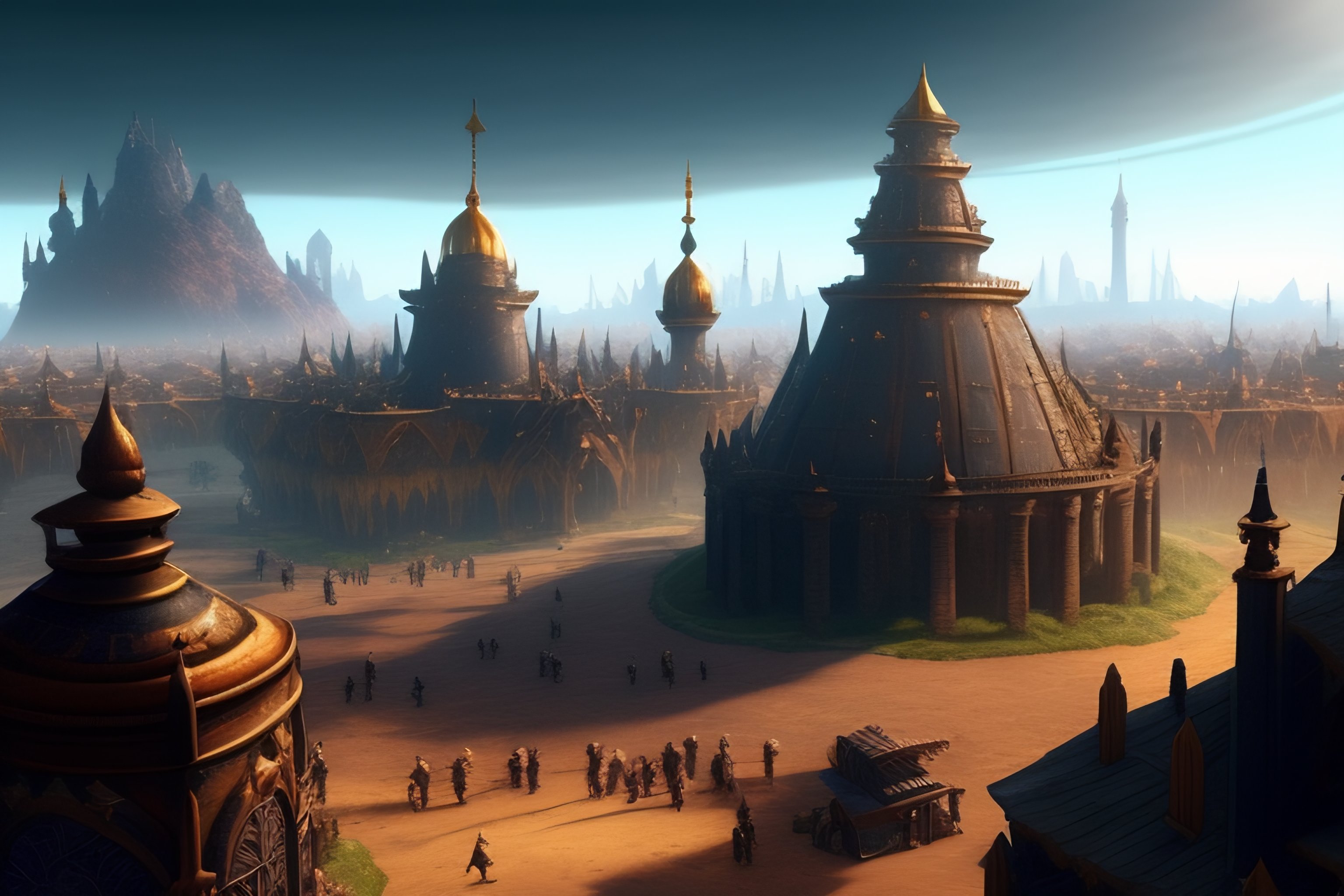 Lexica - Apocalyptic medieval city. huge meteor impact. elf people crying