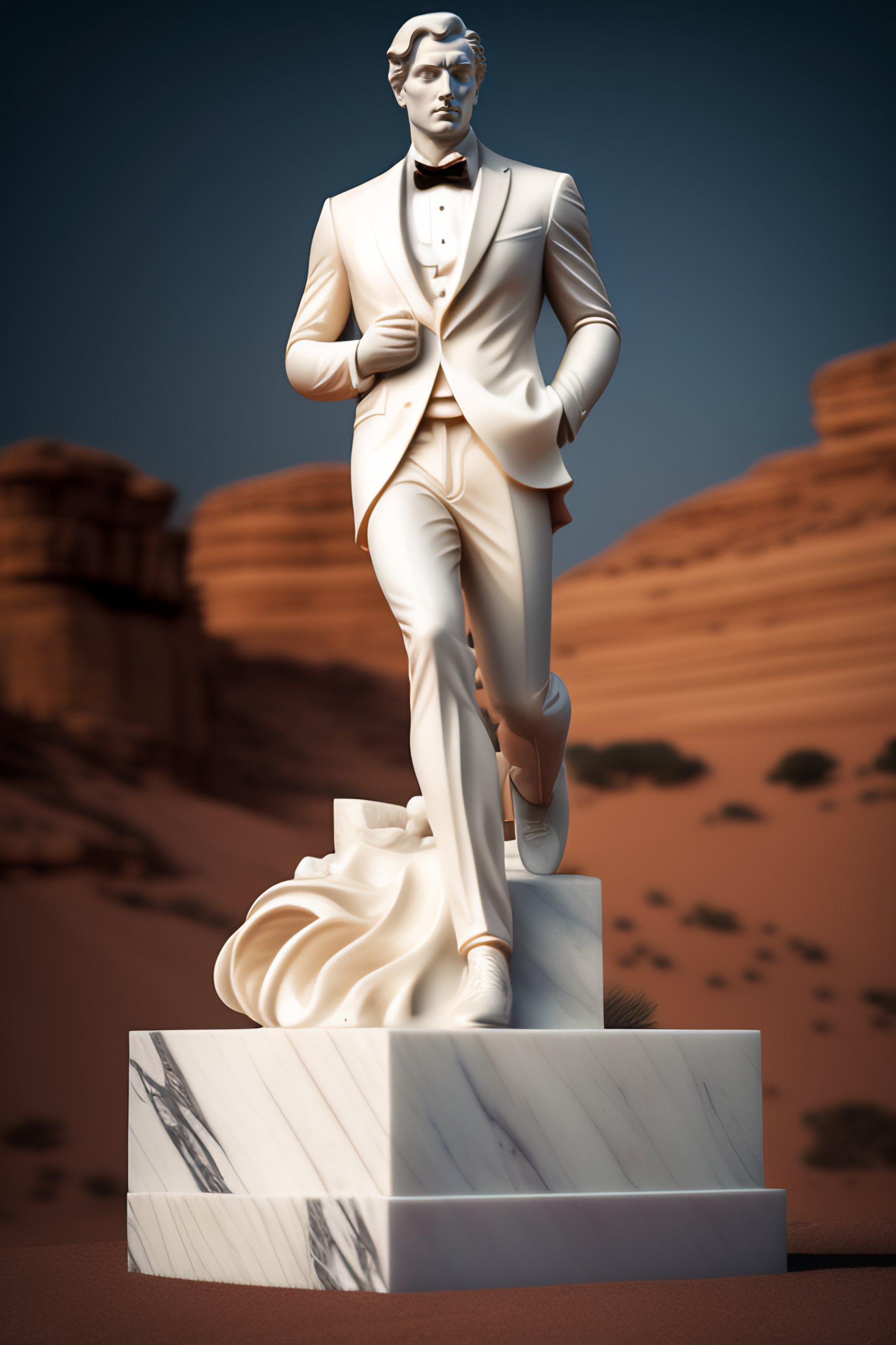 Lexica - A man in a suit and bow tie, a marble sculpture by Thomas ...