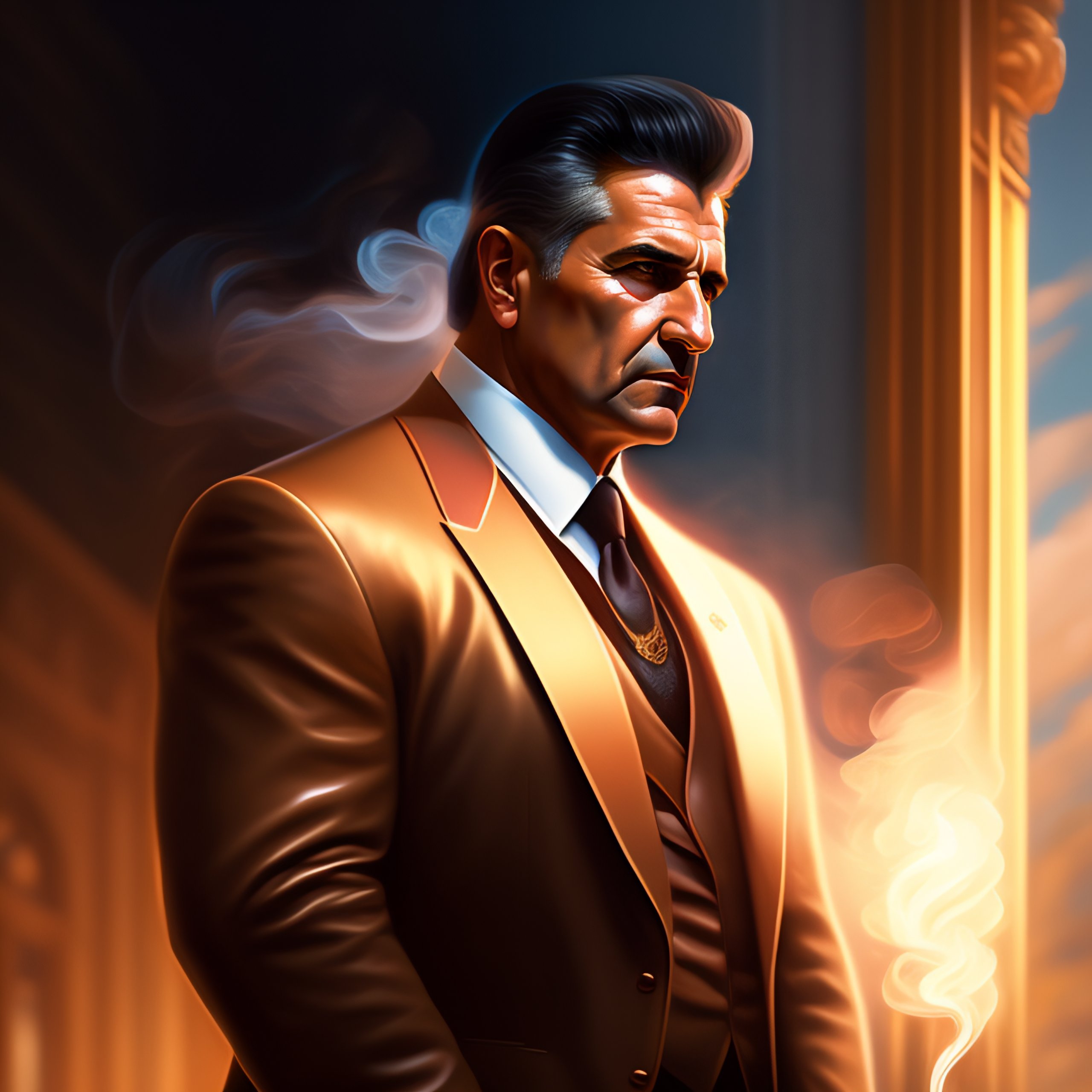 Lexica - A portrait of a nicolae ceausescu runing muscular, smoking a ...