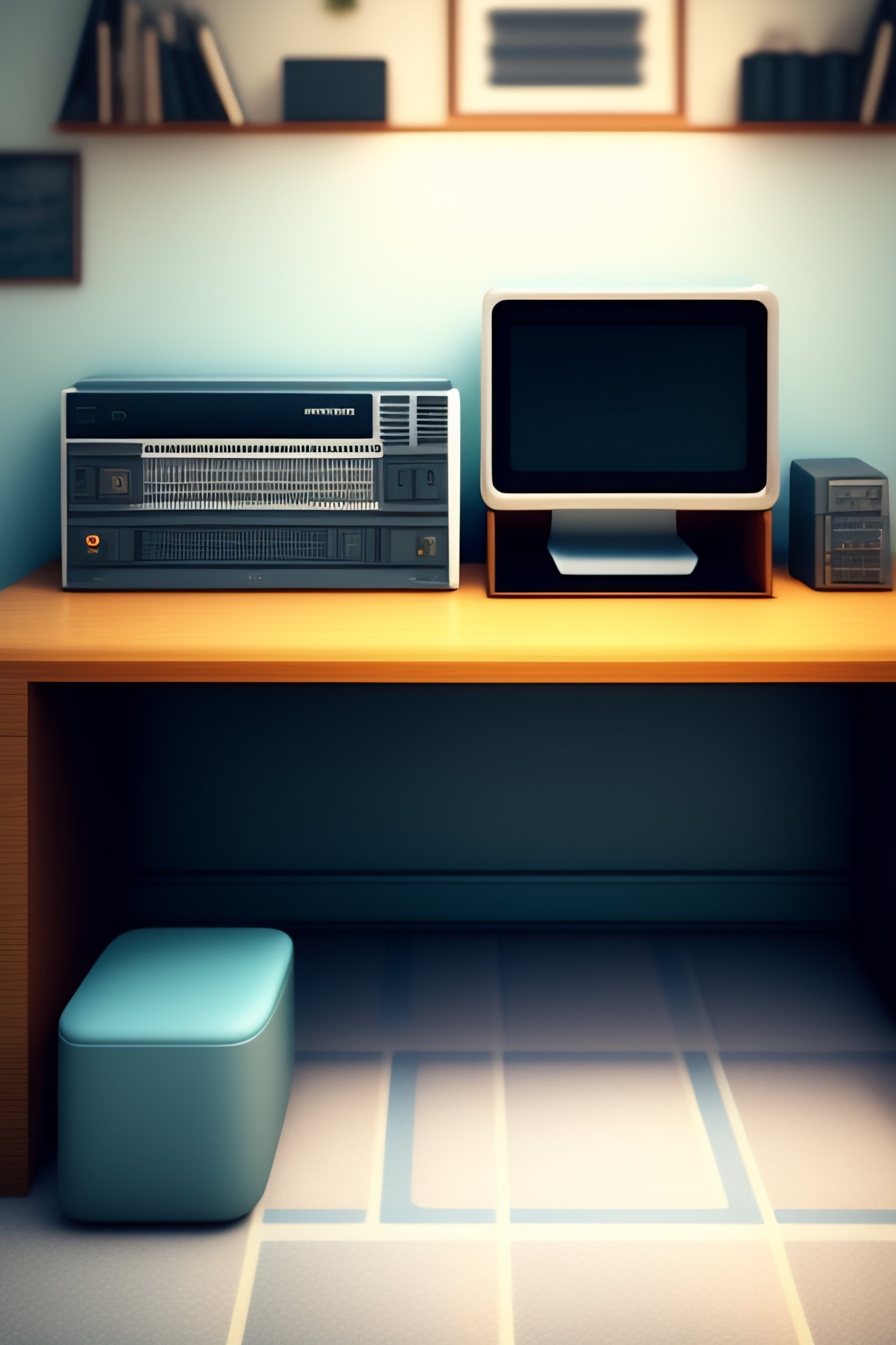 Lexica - Retro computer with keyboard in a college room