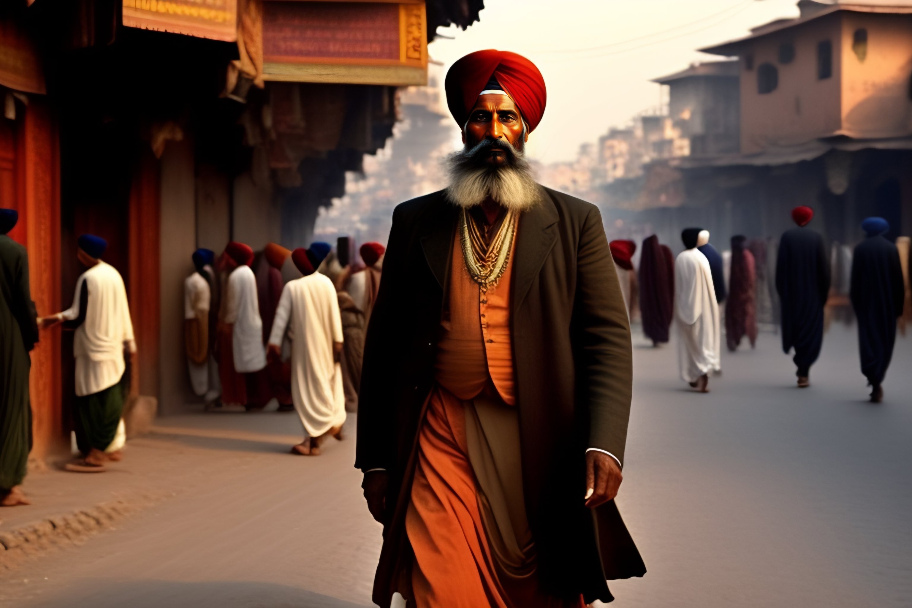 Lexica - A sardar walking on a busy street in amritsar in english ...