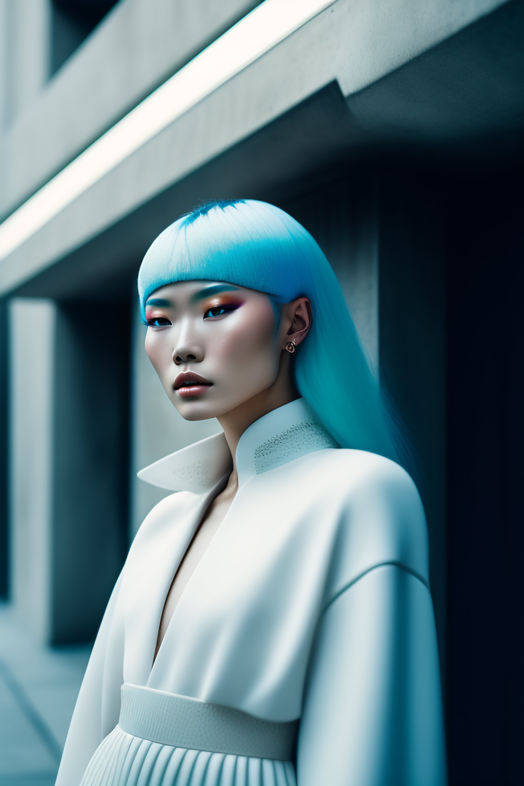 Lexica - Portrait of haute couture beautiful albino asian fashion model ...