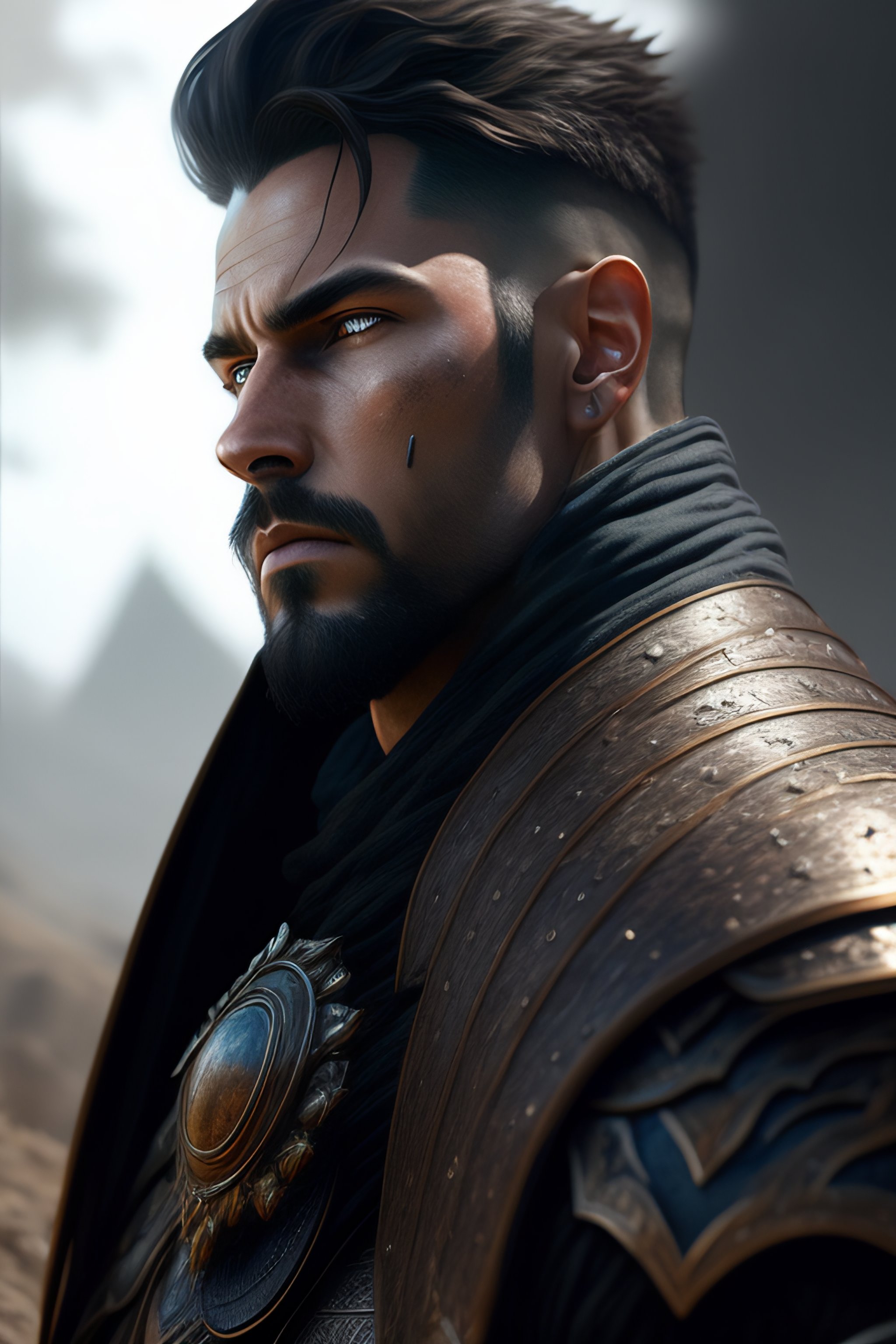 Lexica - Weathered man, leather armor, hyper realistic face, squinting ...