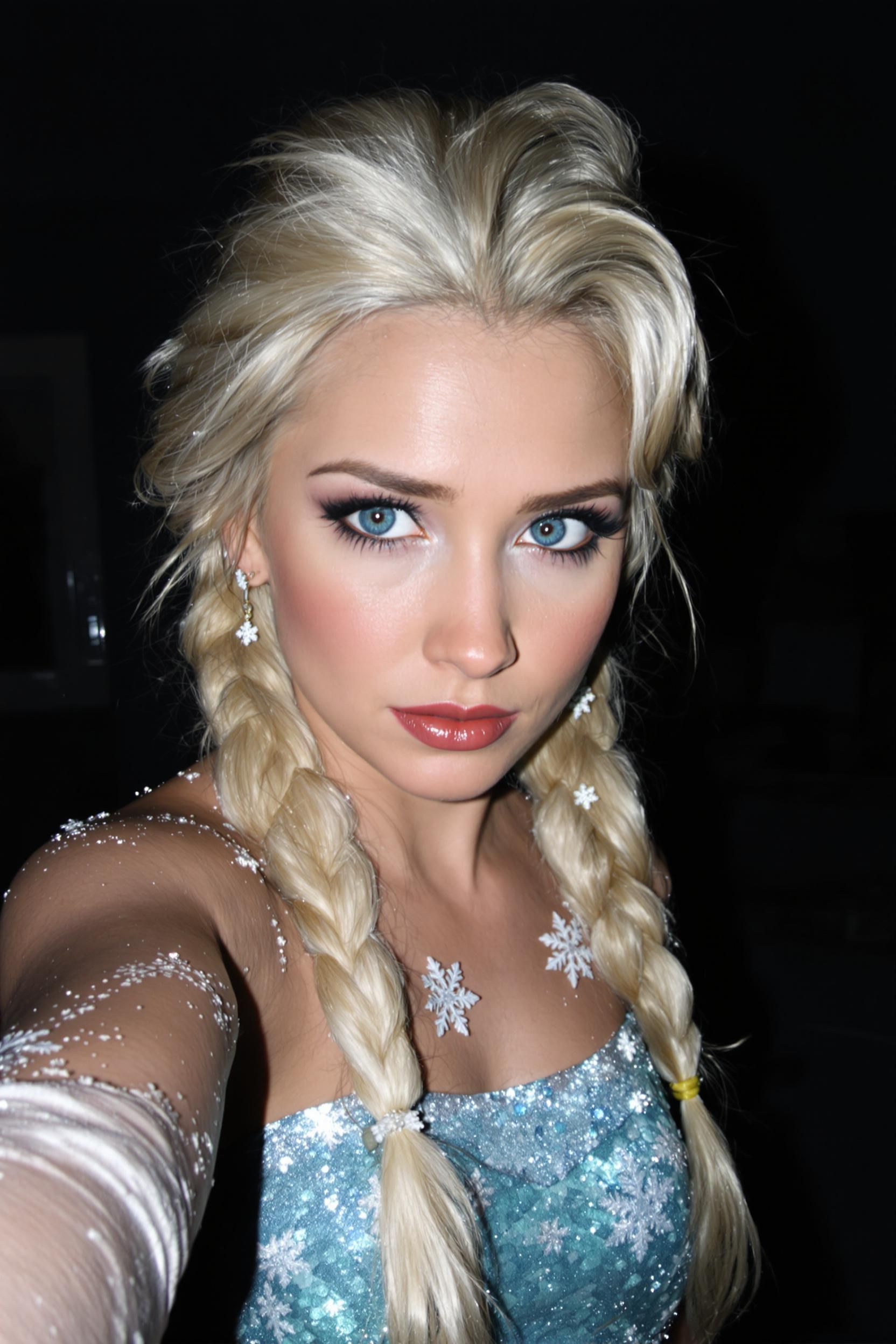 Lexica - Grainy iphone 6 flash photo of elsa from frozen taking a moody ...