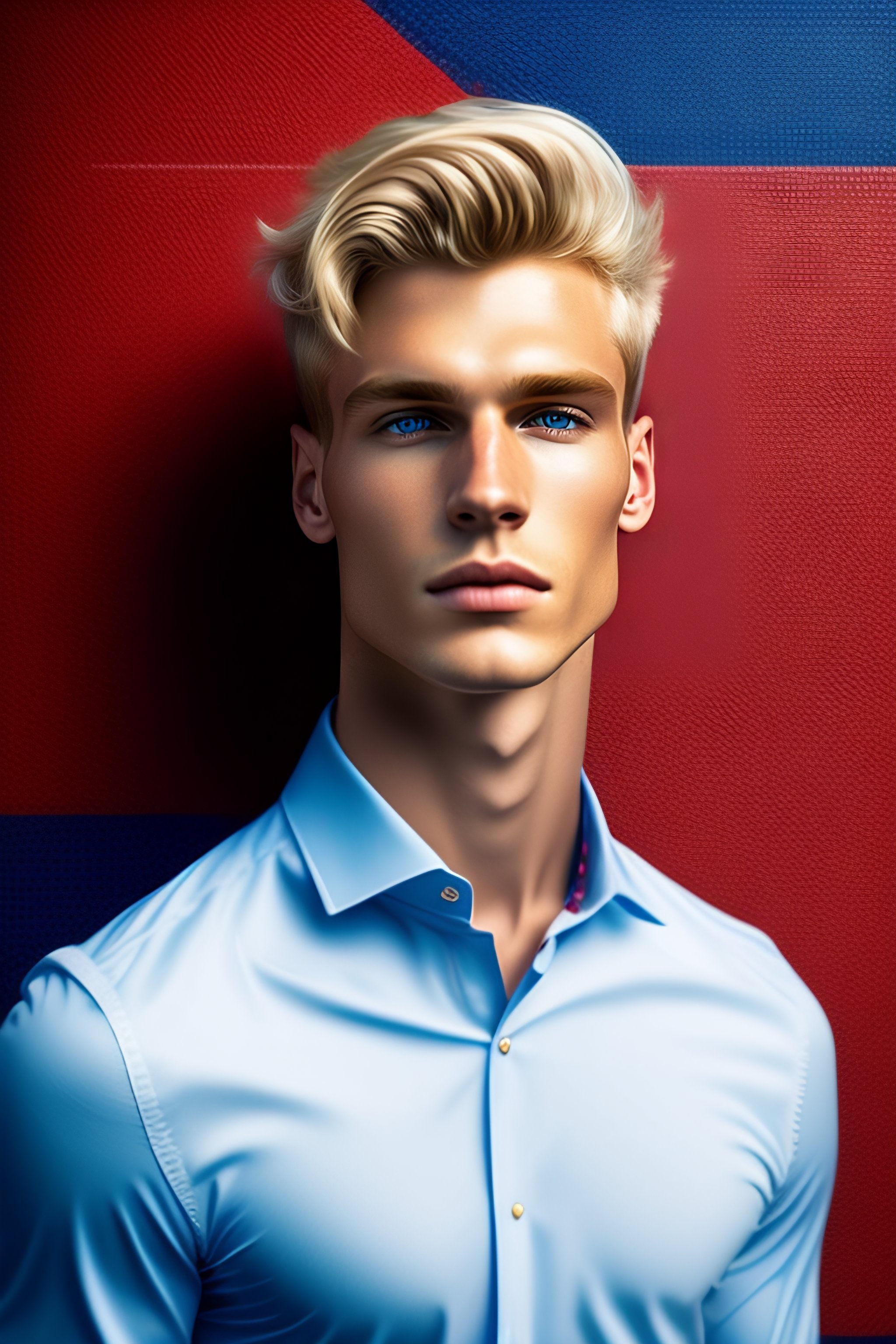 Lexica - Tall young blond man with blue eyes standing in front of a ...
