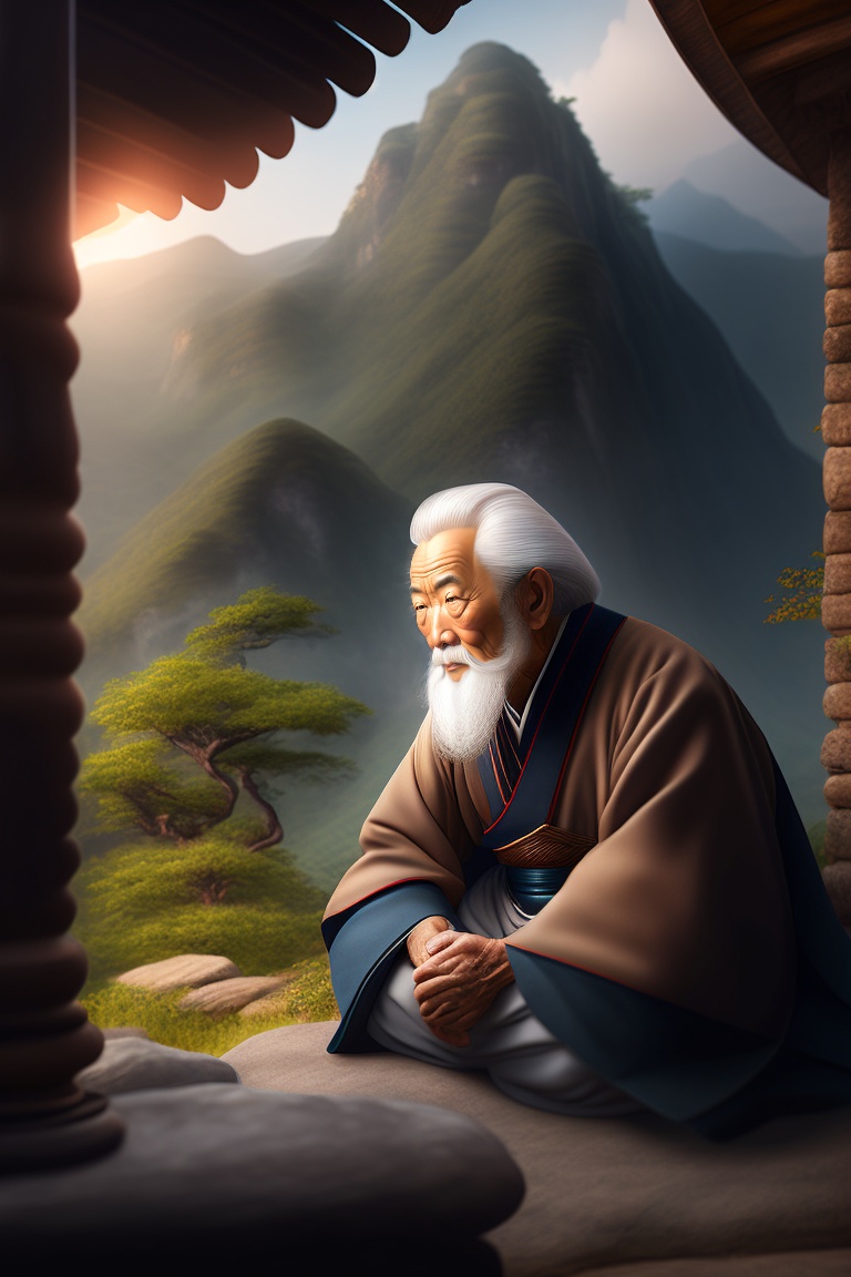 Lexica - Portrait of an old zen master in a chinese village nested in ...
