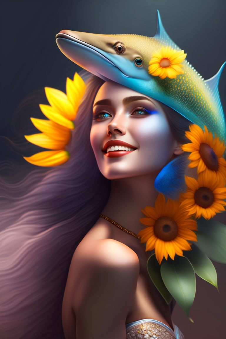 Lexica - Human woman bright like a sunflower dancing like a dolphin and ...