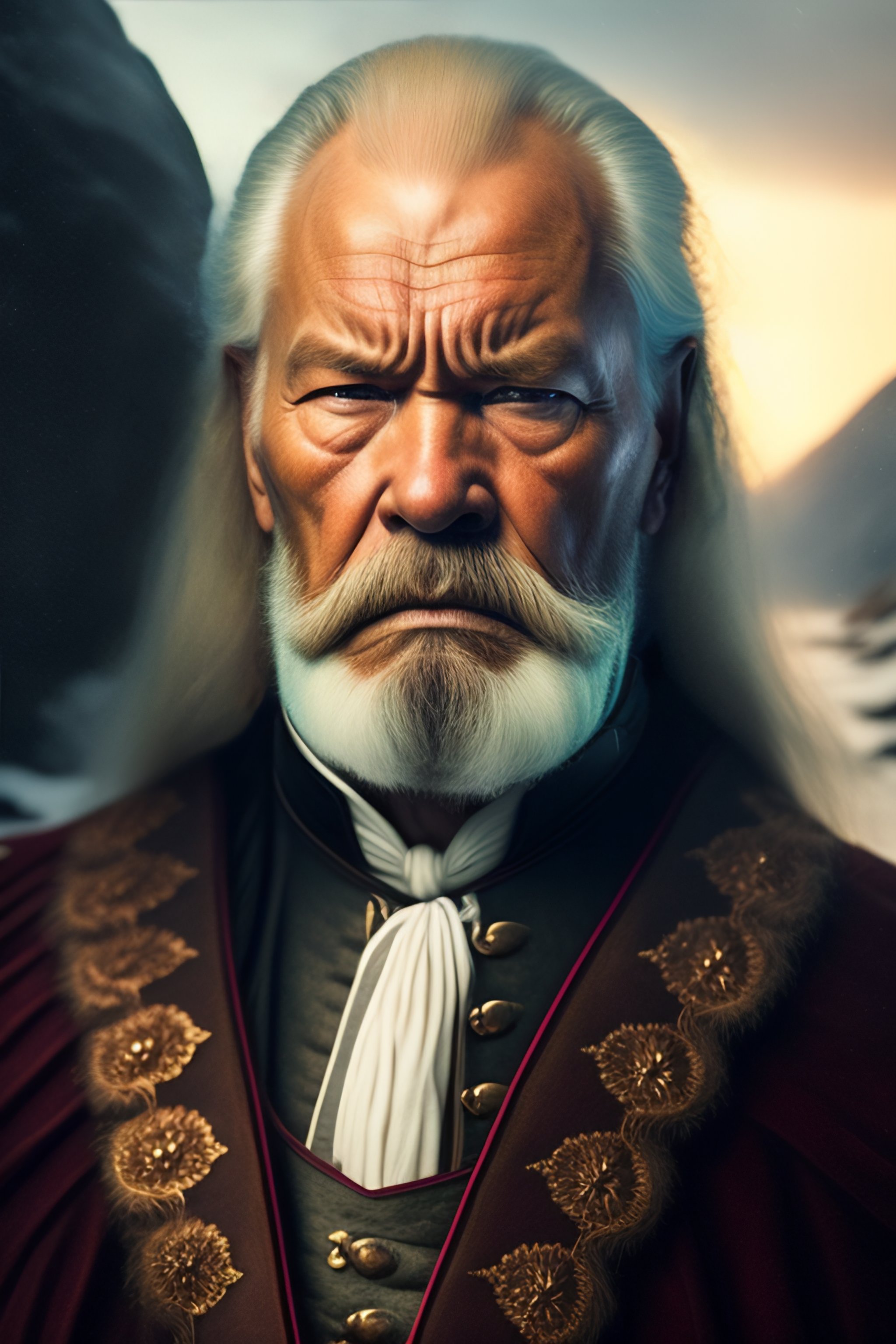 Lexica - A 50-years old scandinavian man in the year of 1700, angry face