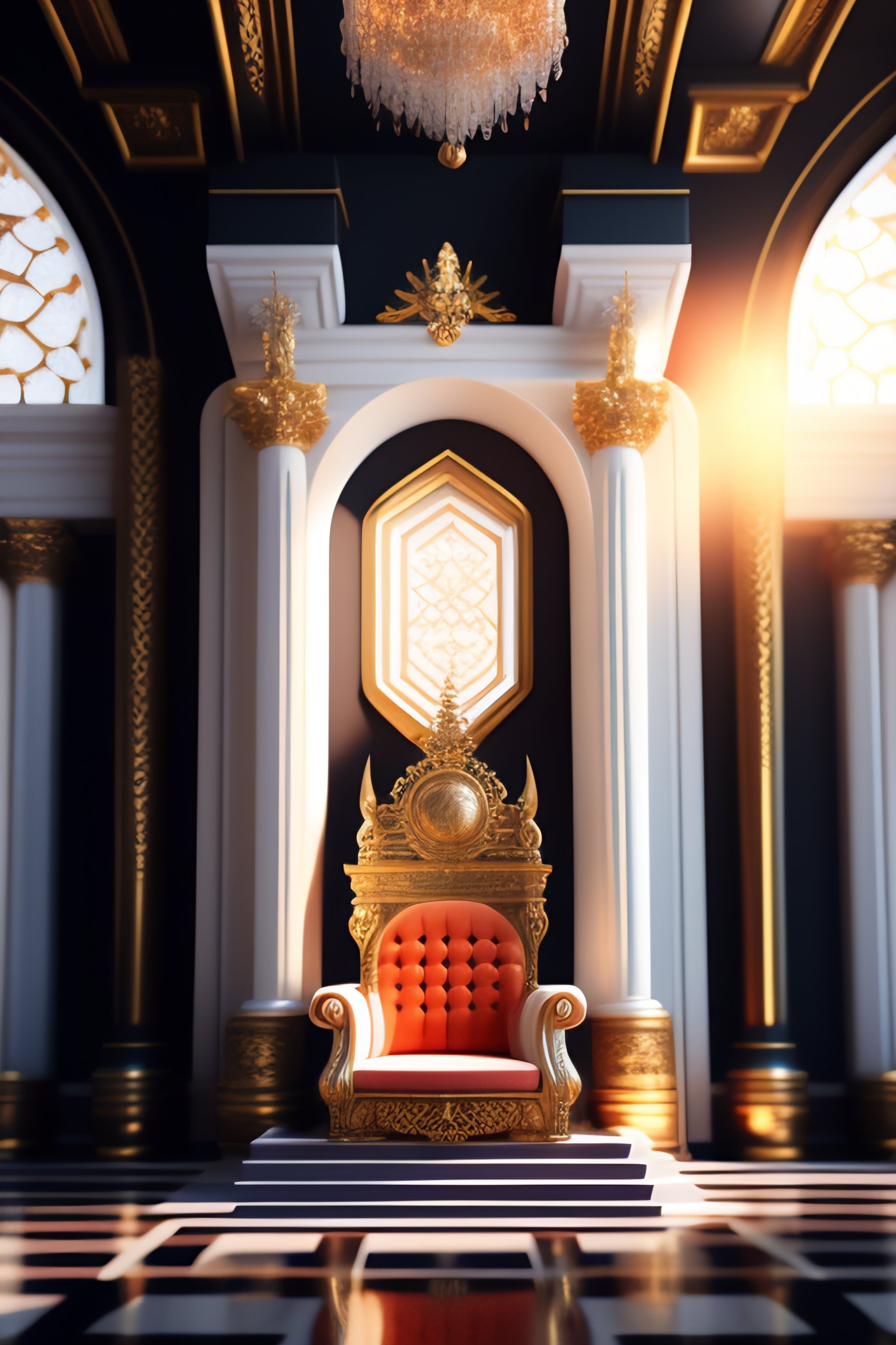 Lexica - Wide angle shot of Beautiful fantasy throne room made from ...