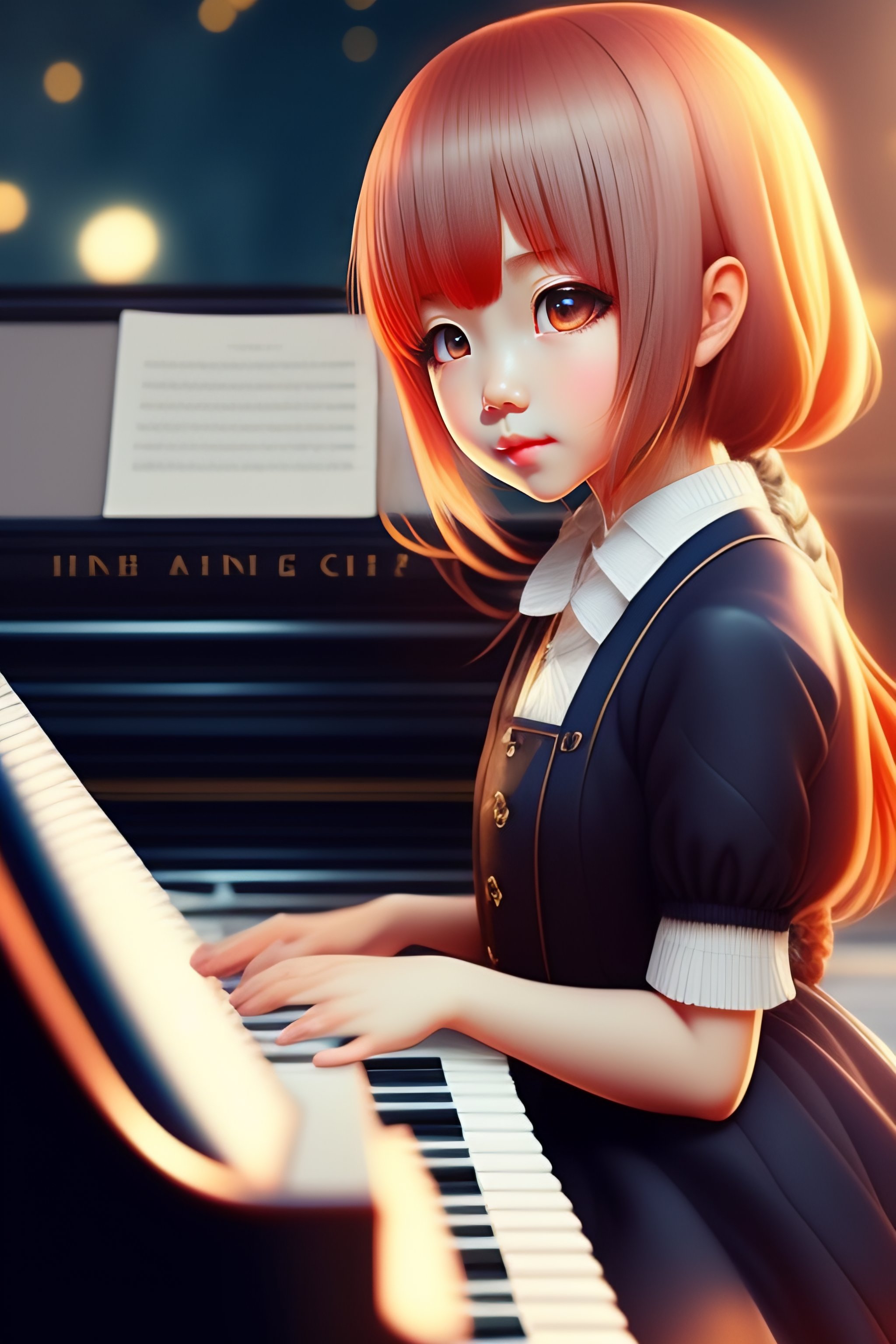 Anime Girl With Piano