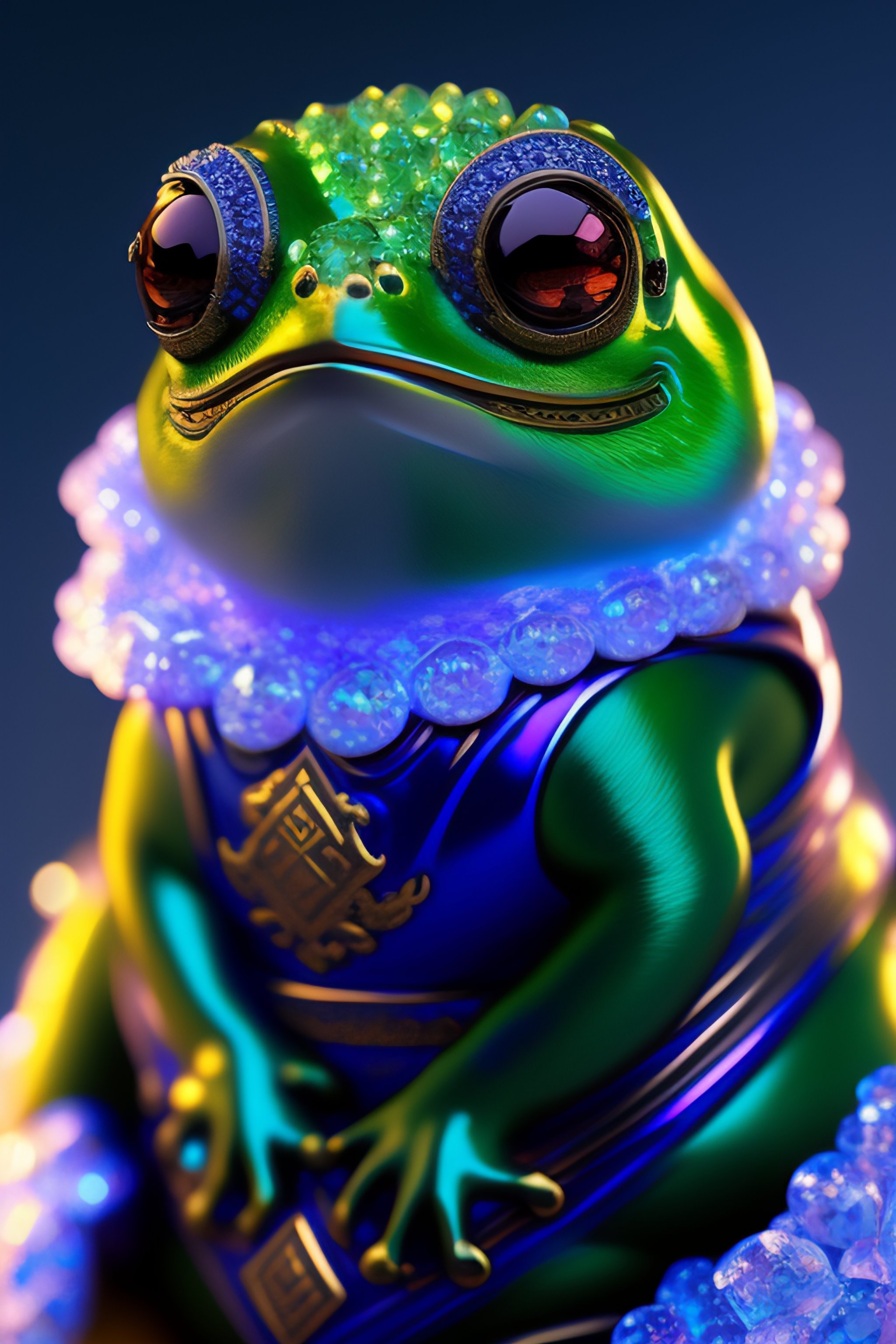 Lexica - Super rich happy pepe the frog. luxury, blue crystals, greg ...