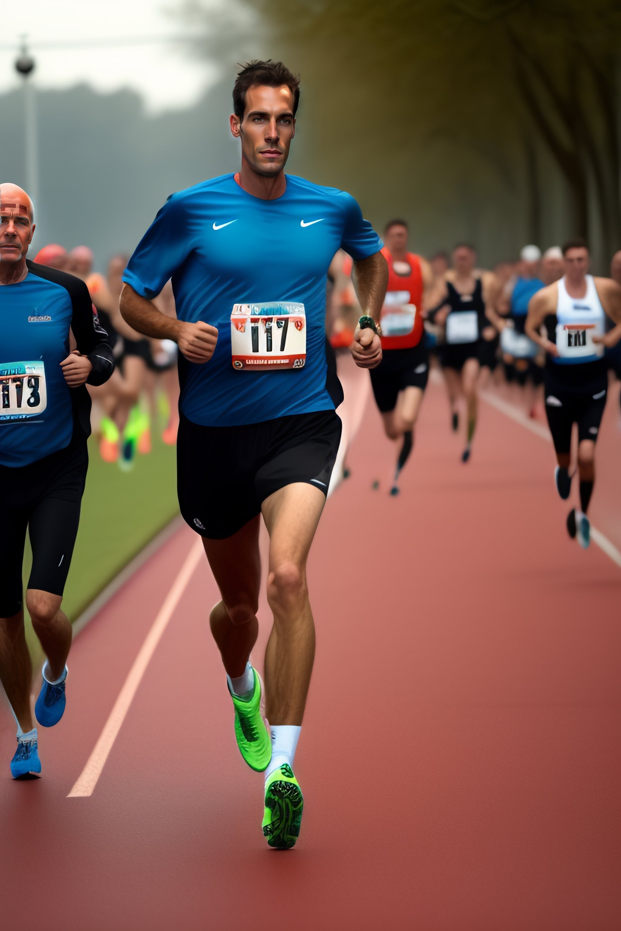 Lexica - Tall man with white skin and very short brown hair. Running in ...