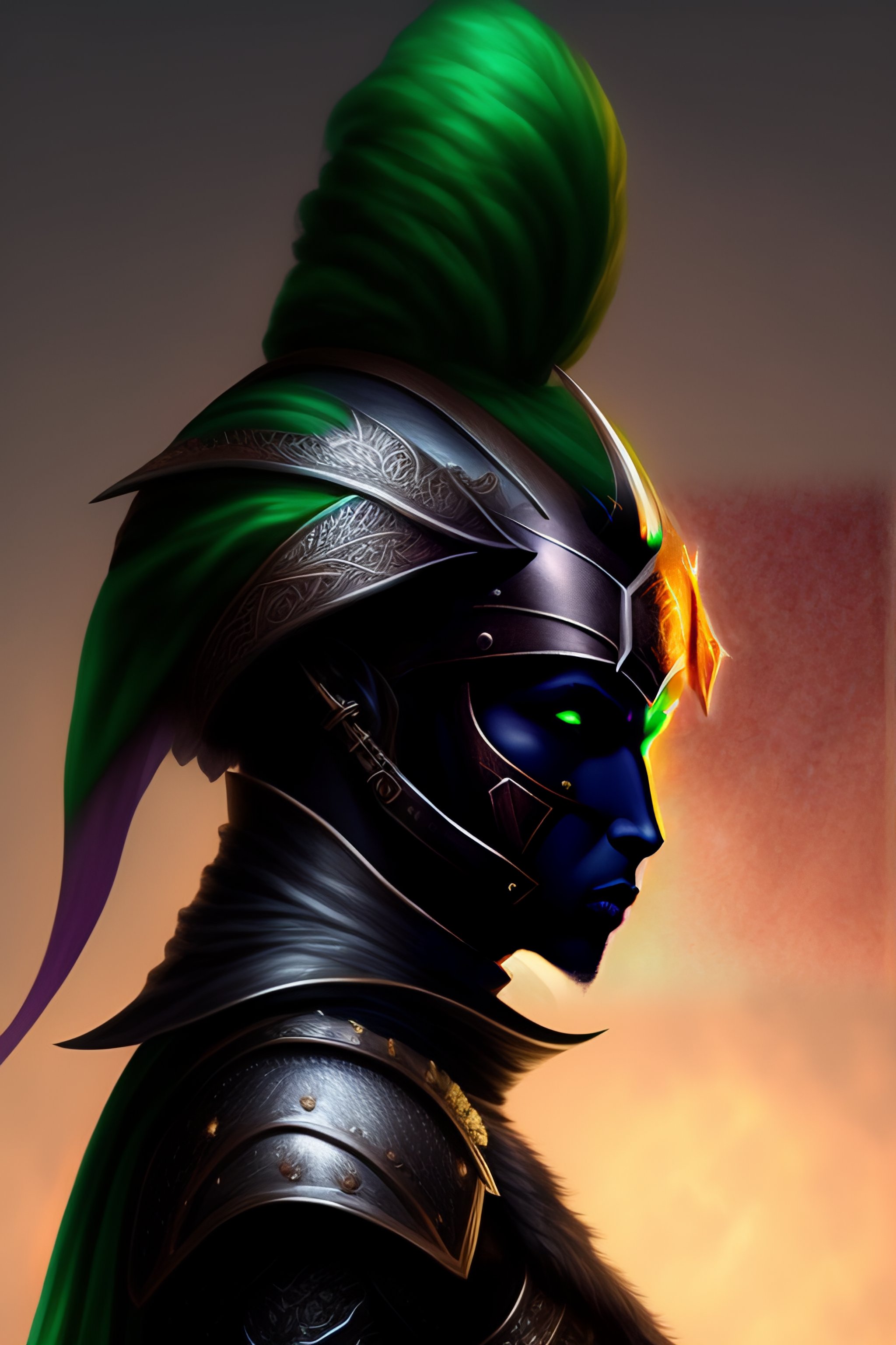 Lexica - Half-drow male good warrior Green eyes and basic mail armor ...