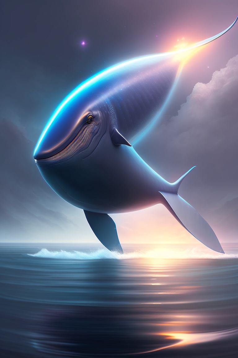 Lexica - A beautiful portrait of a mystical whale, divine lighting, god ...