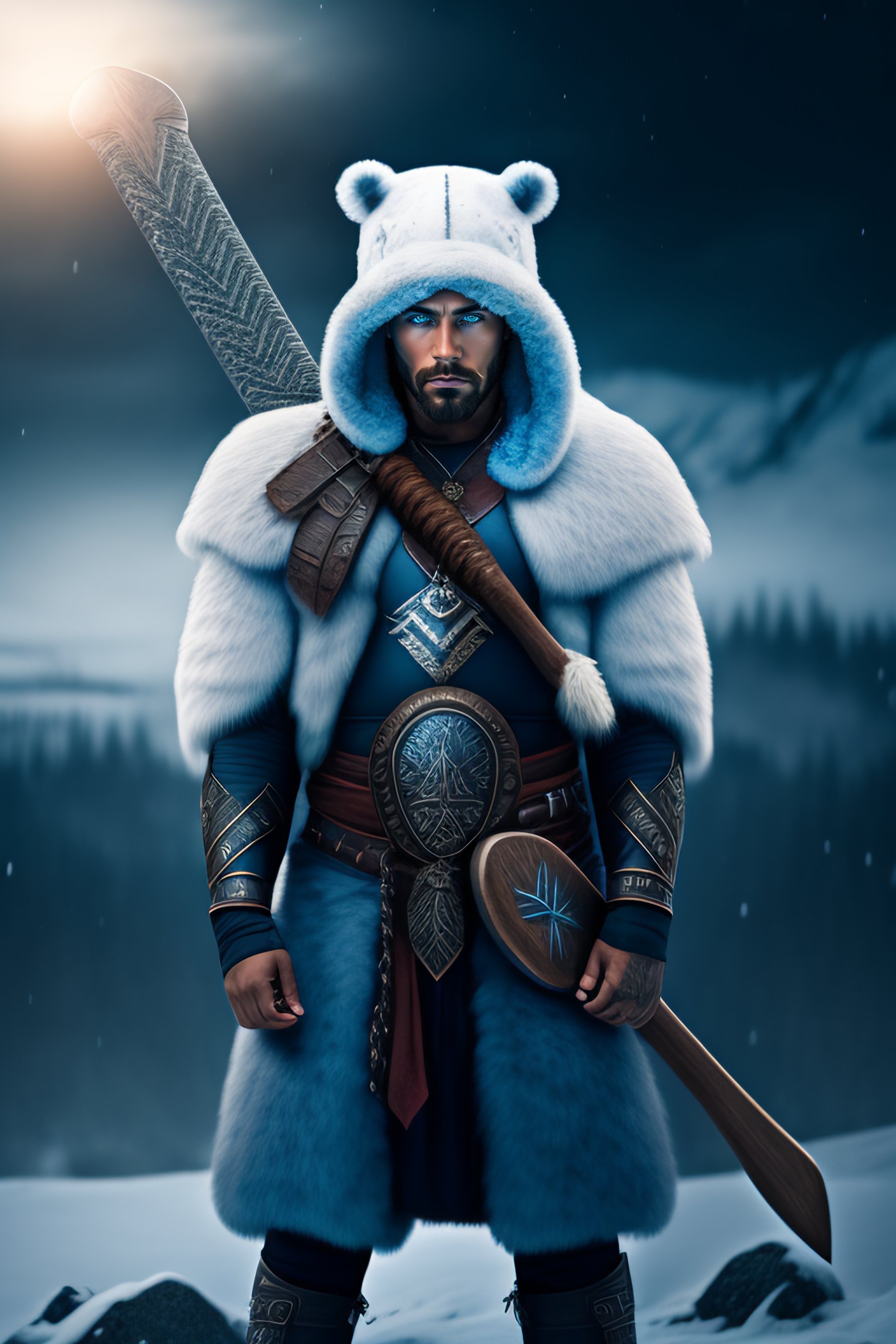 Lexica - Frost giant rune tribal head tattoos, wearing a polar bear ...