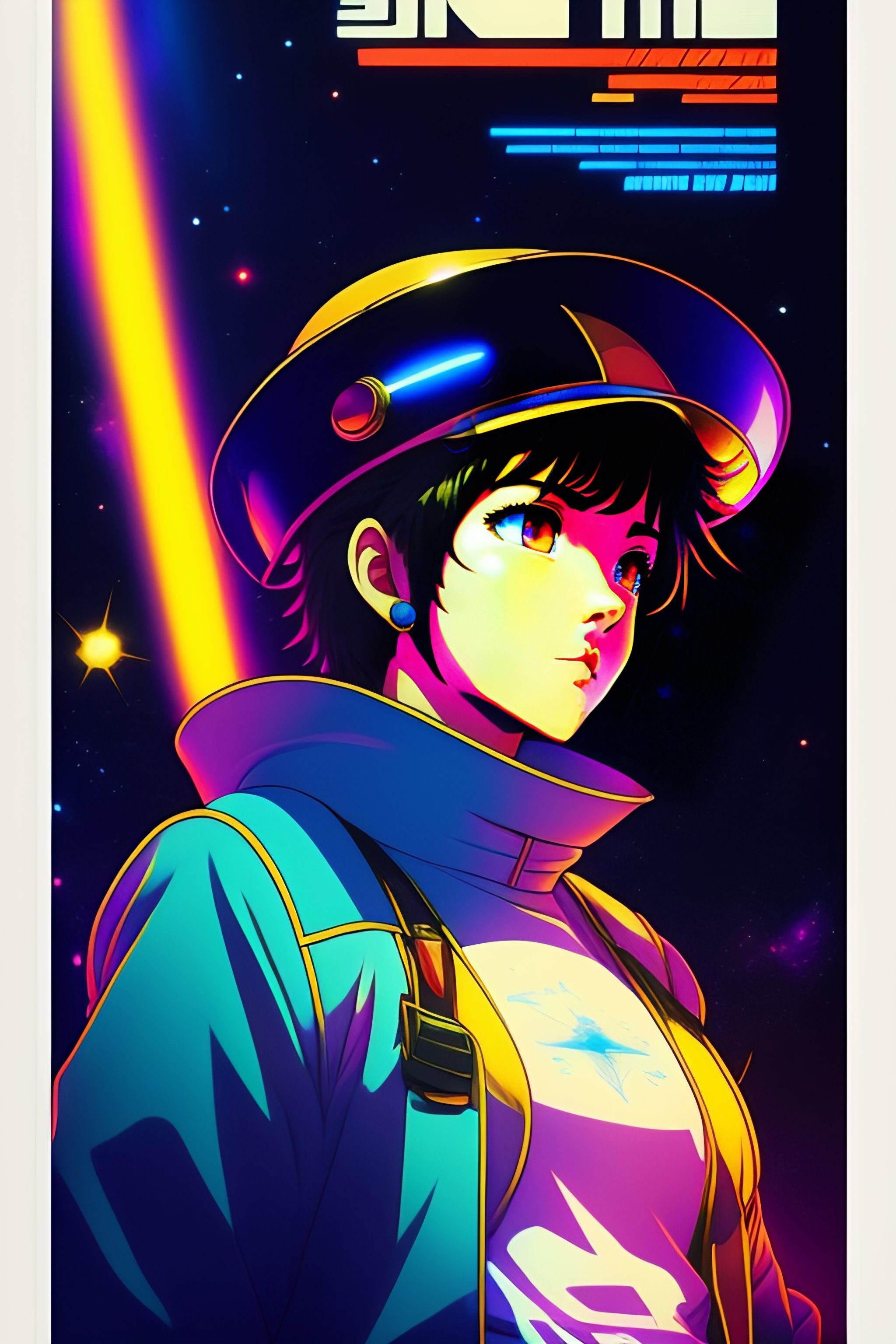 Lexica - Simple design. 1980s anime movie advertisement poster, chrome ...