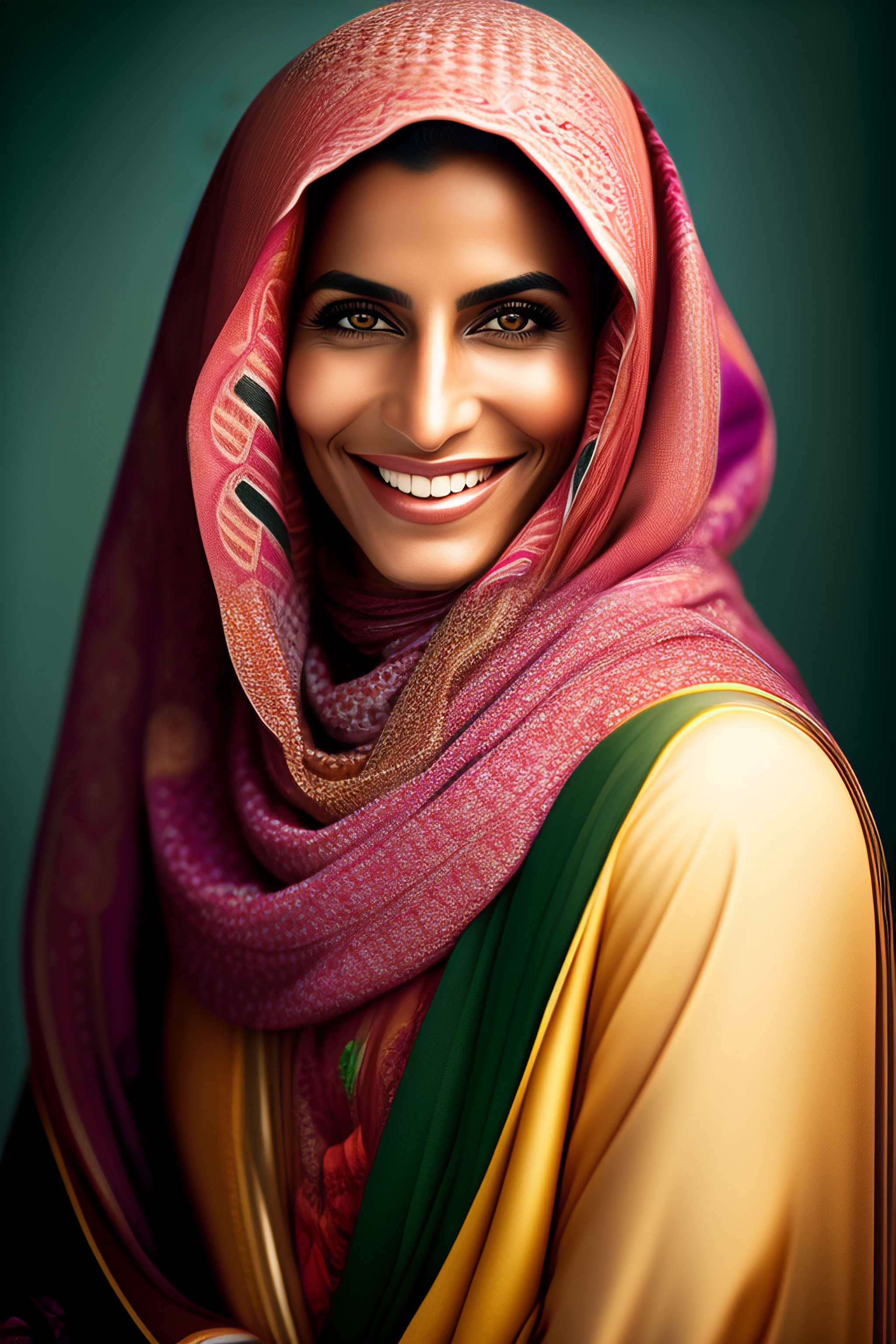 Lexica - Outdoor photography of a happy, saudi-arabian beautiful woman ...