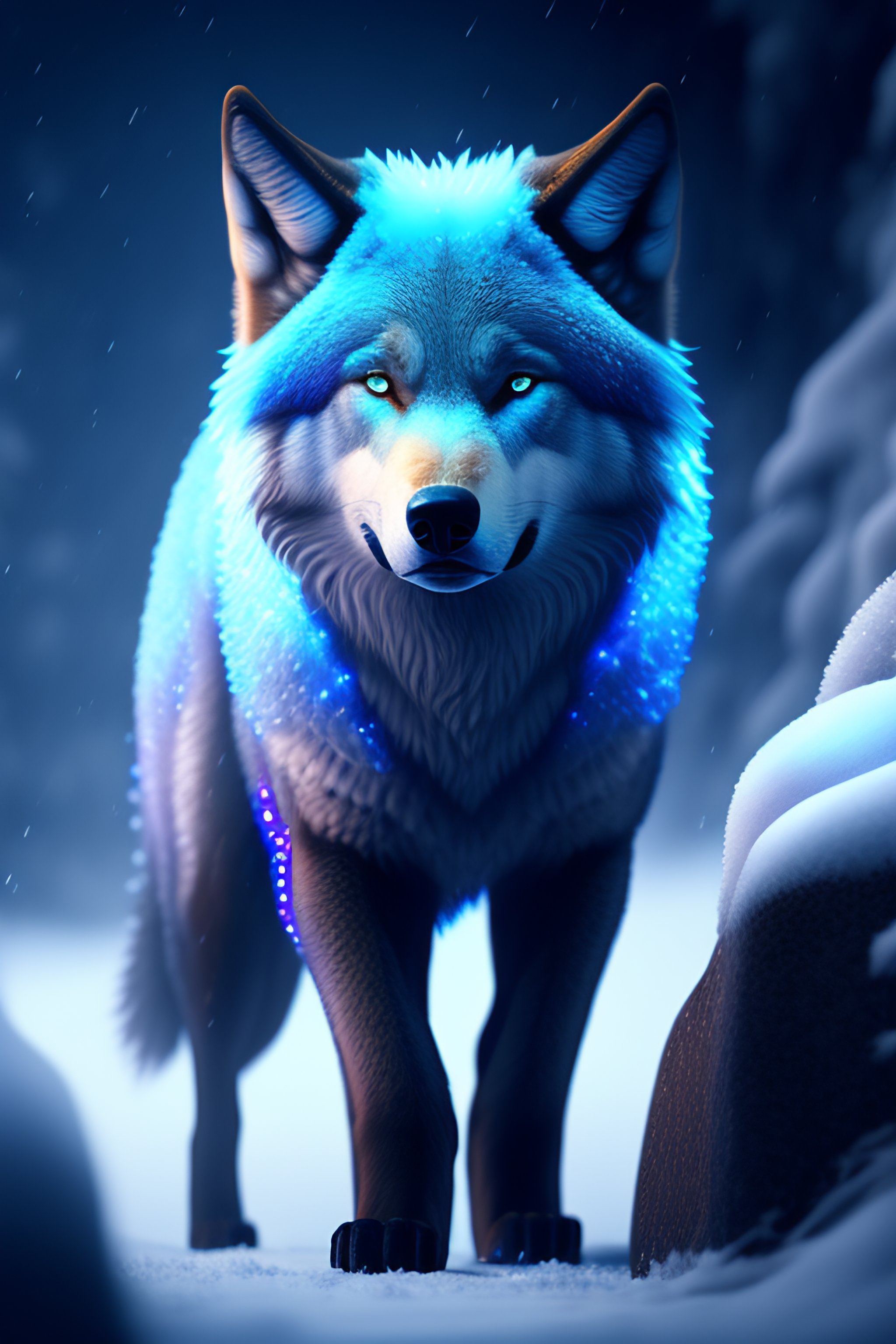 Lexica - A large, wolf-like creature with shimmering, icy blue fur that ...