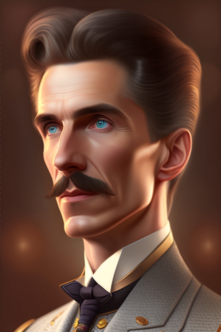 Lexica - Nikola tesla as realistic portrait, symmetrical, highly detailed