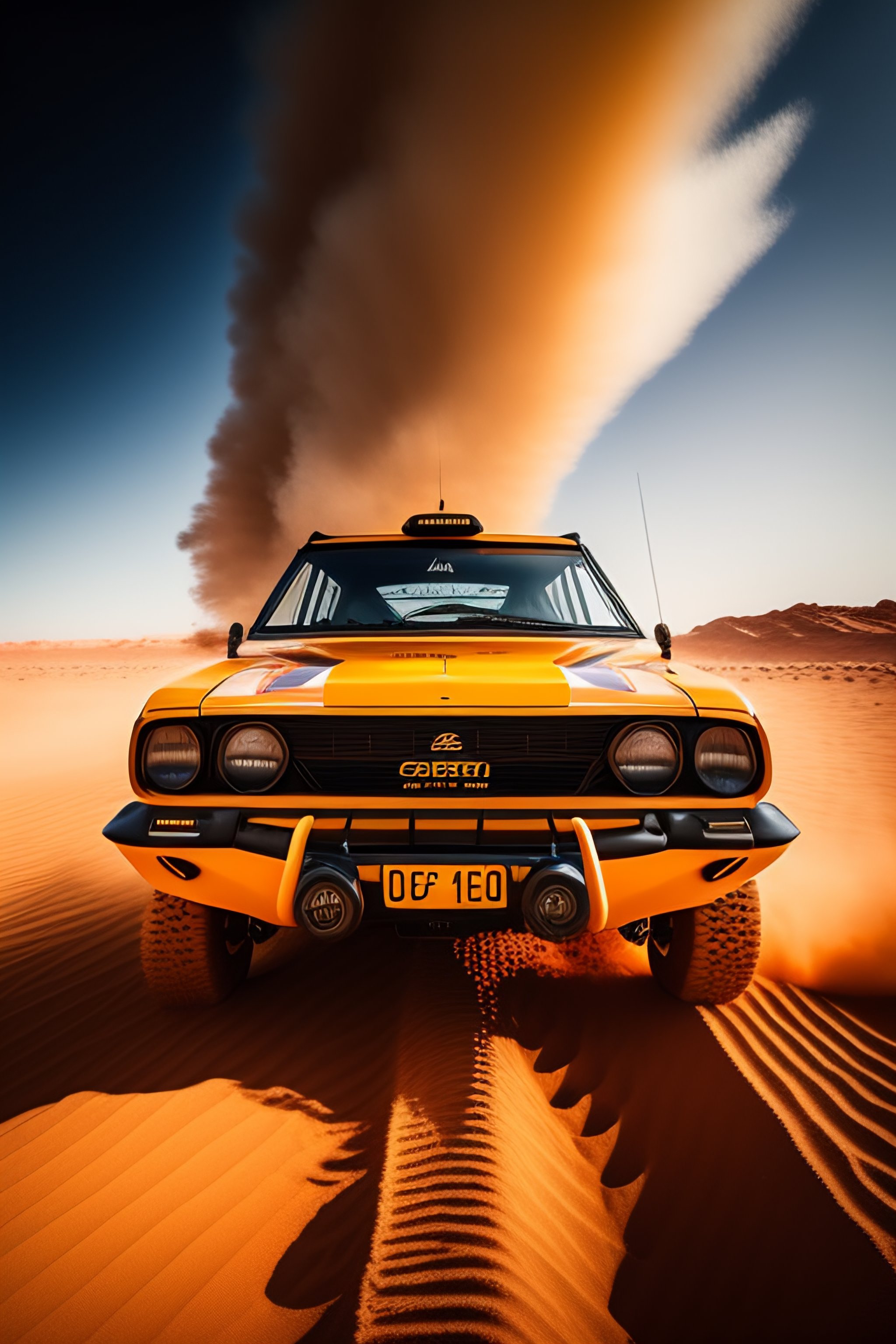 Lexica - Lada rally in desert, cinematograph