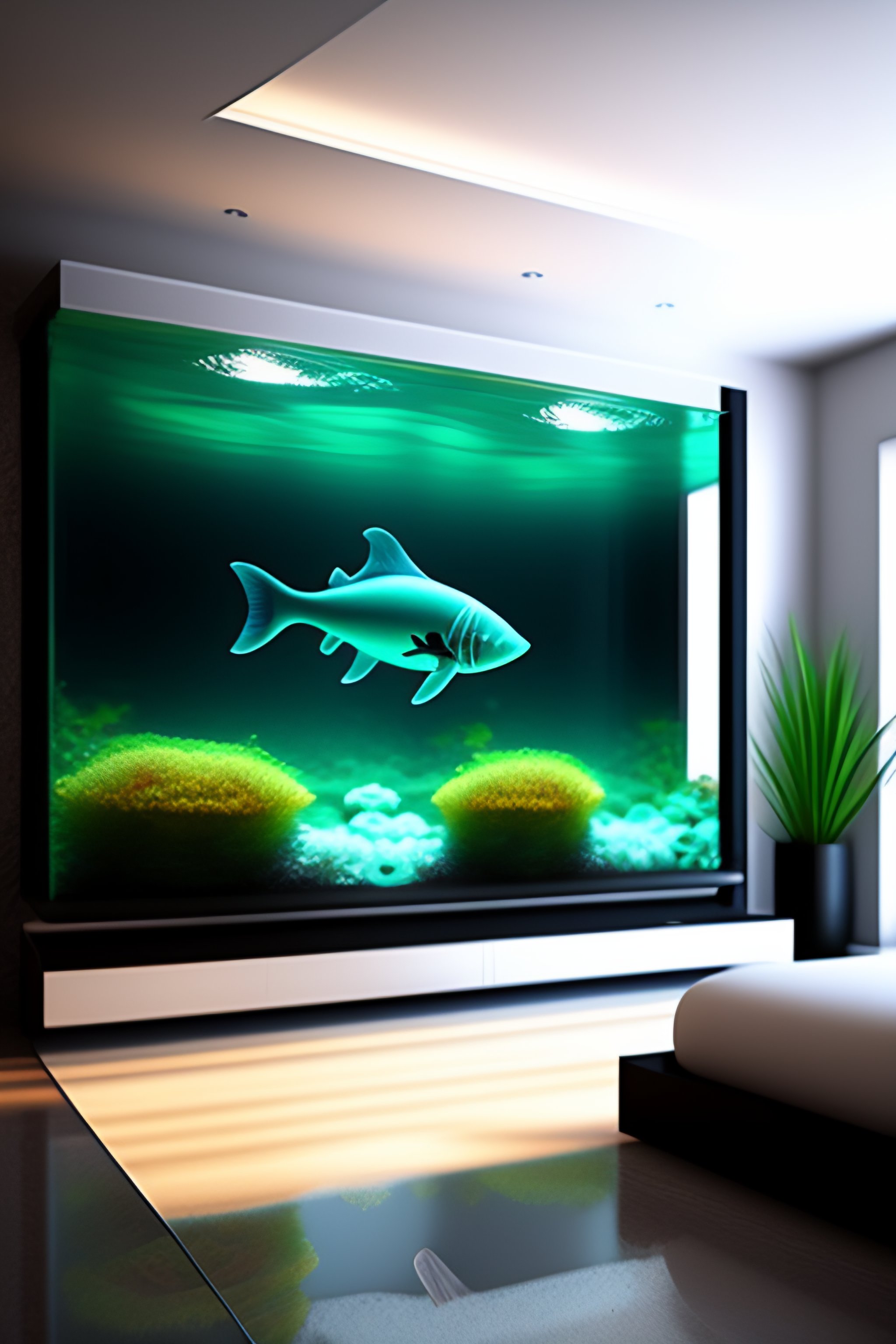 Lexica - Photorealistic aquarium in interior room
