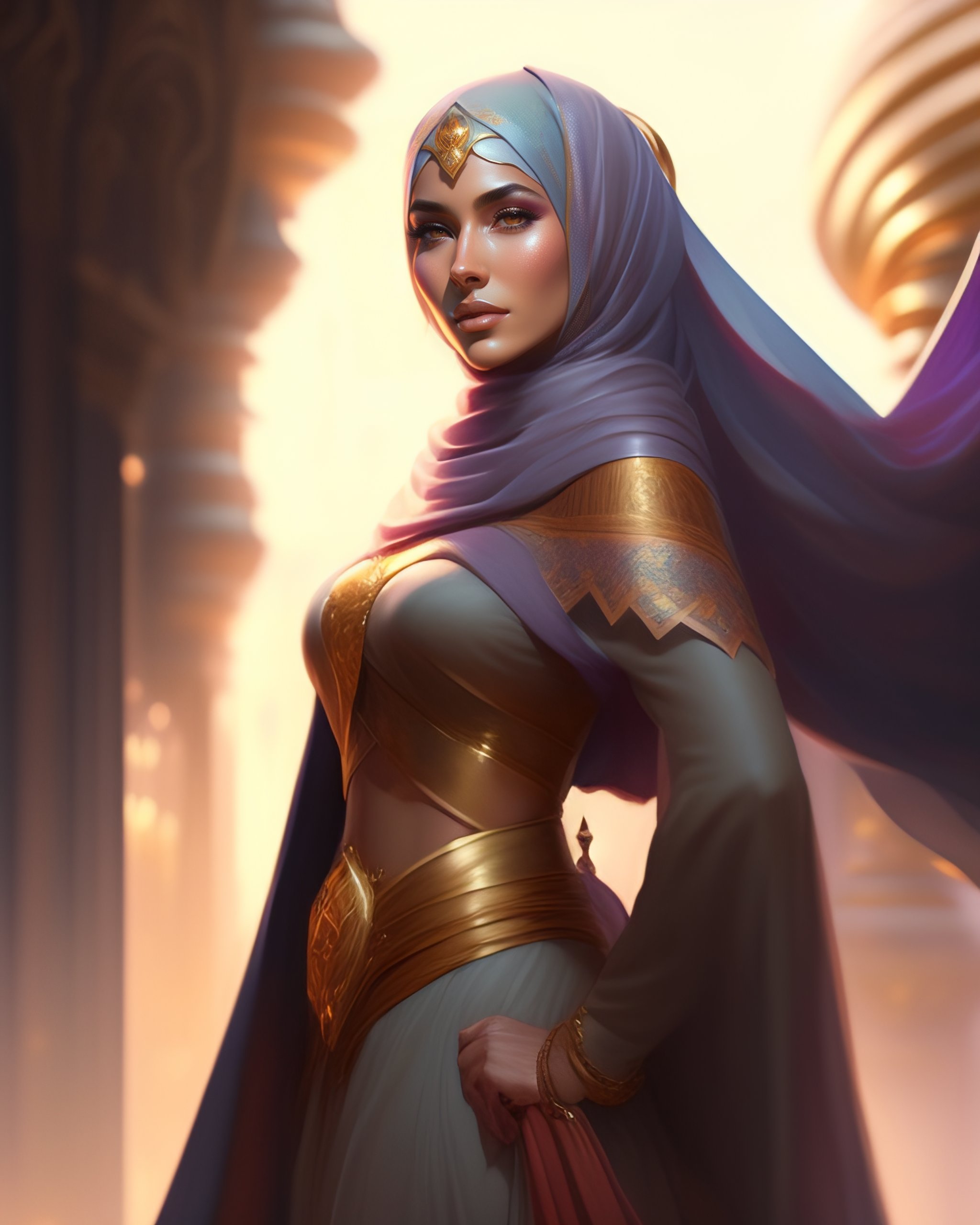 Lexica - Full body rising queen wearing hijab by stanley artgerm lau, greg rutkowski, alphonse ...