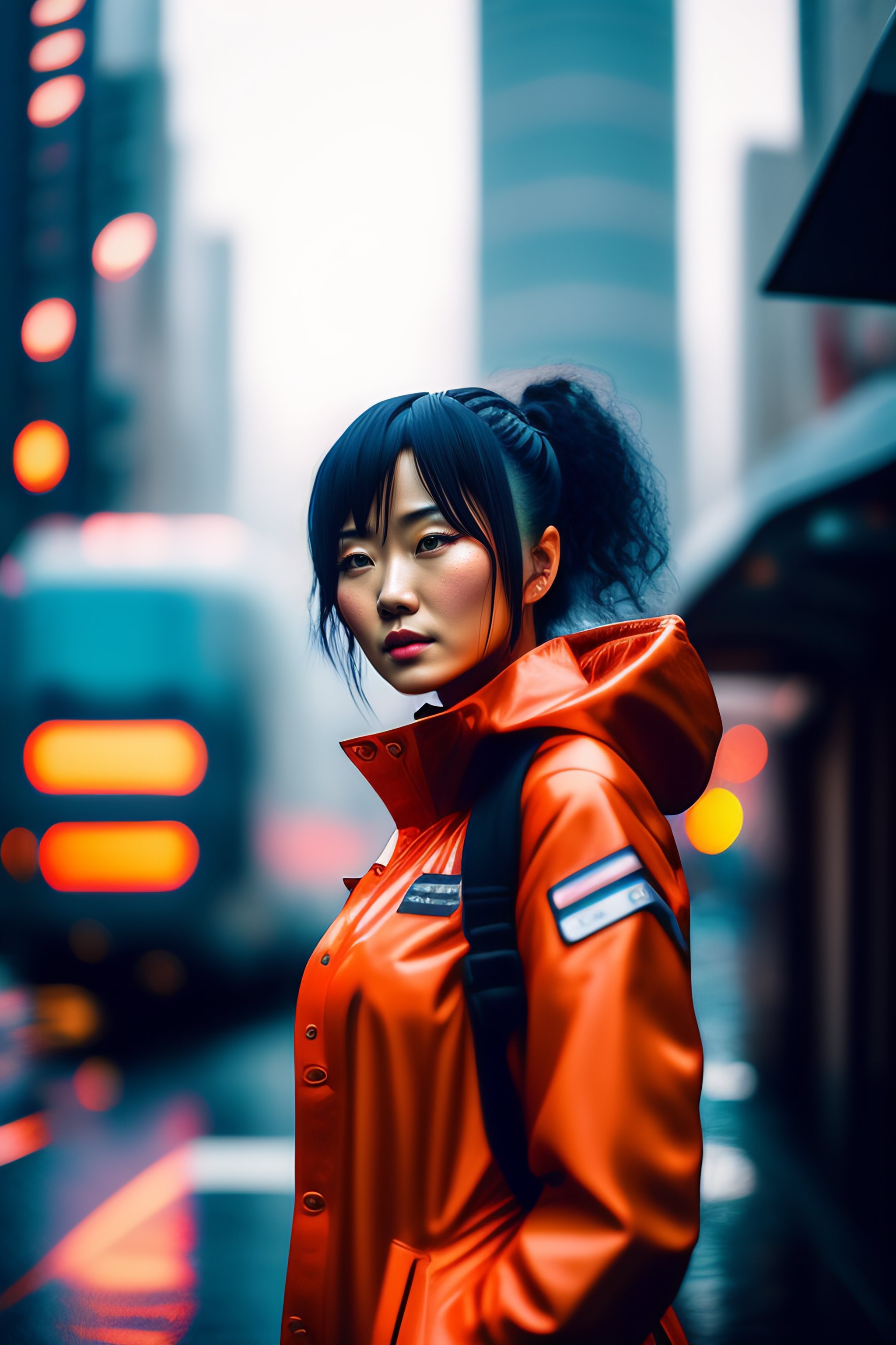 Lexica - Kaori from akira, cyborg parts, rainy Neo Tokio photo shoot ...