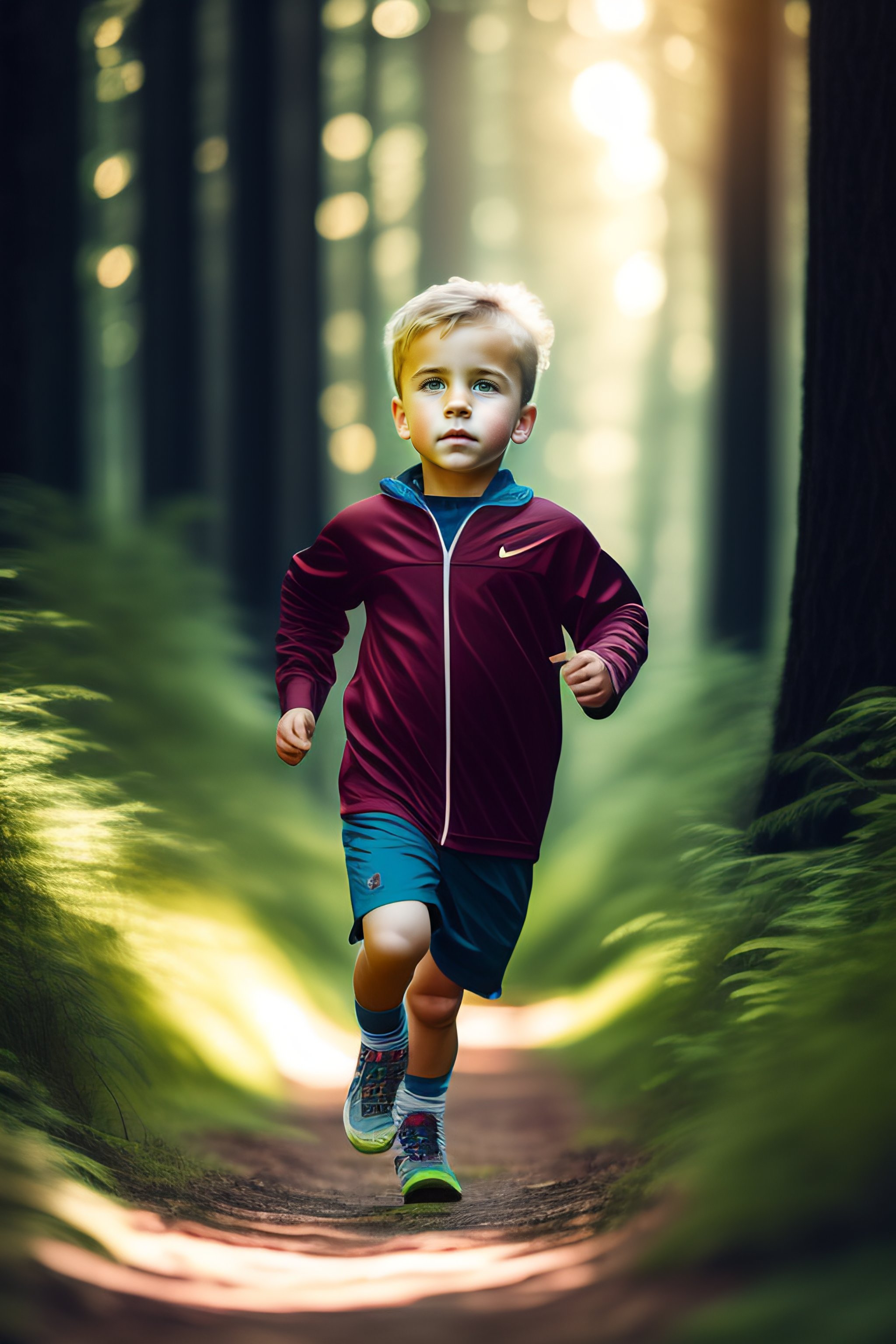Lexica - Portrait of a boy running in the woods