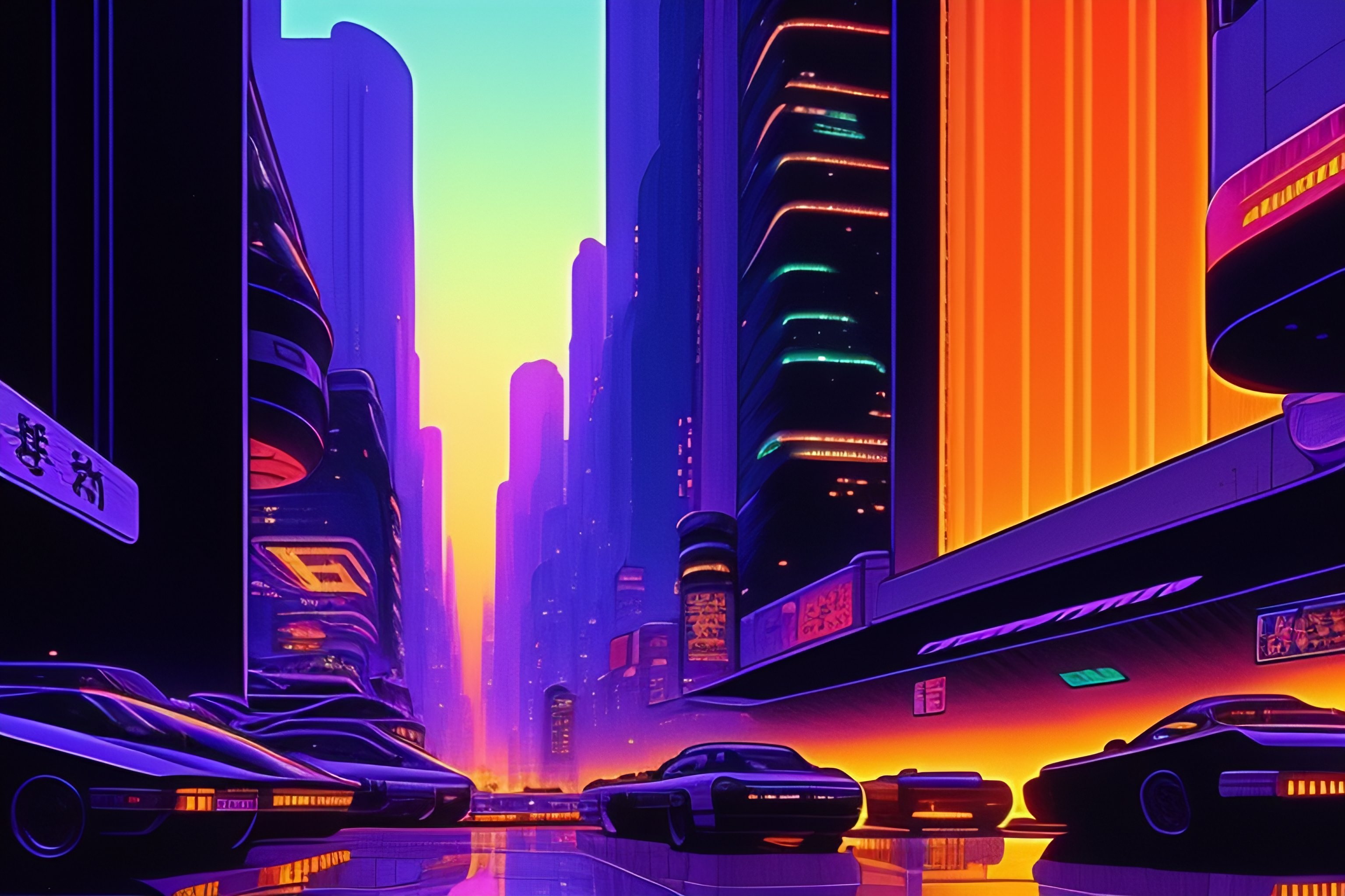 Lexica - Vintage 90's anime style environmental wide shot of cyberpunk ...