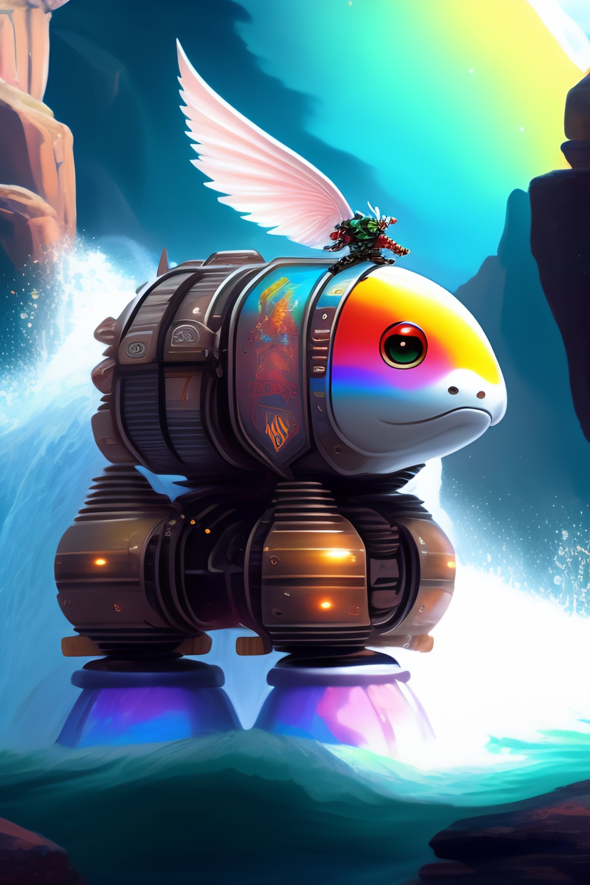 Lexica - Axolotl transformer mech warrior chibi armor big manga eyes ...