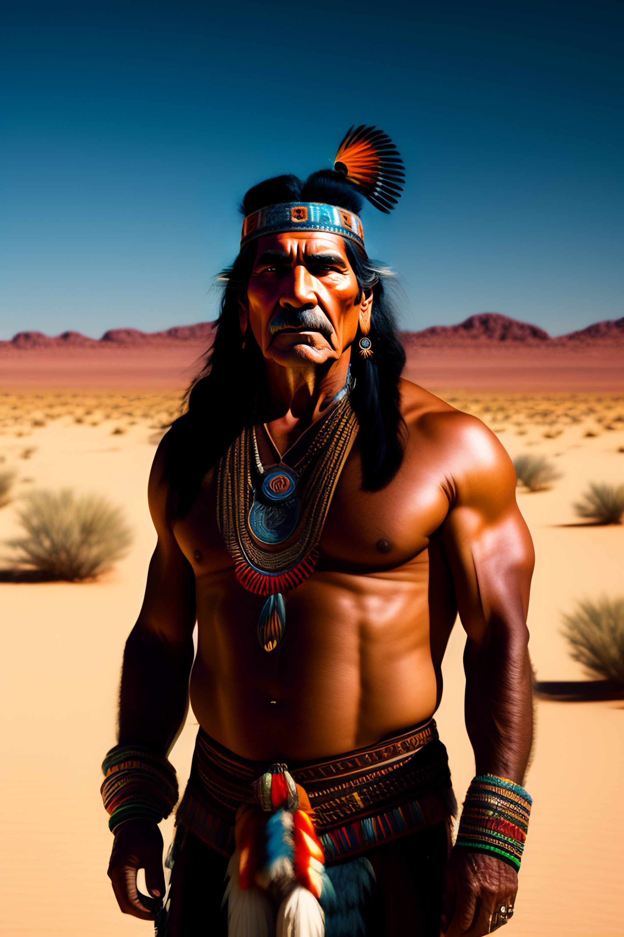 Lexica - A ruggedly handsome, powerfully built Native American shaman ...