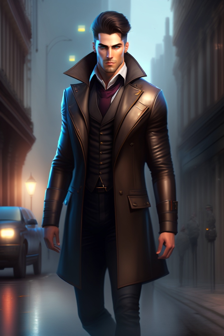 Lexica - Half body portrait of a handsome investigator, urban fantasy ...